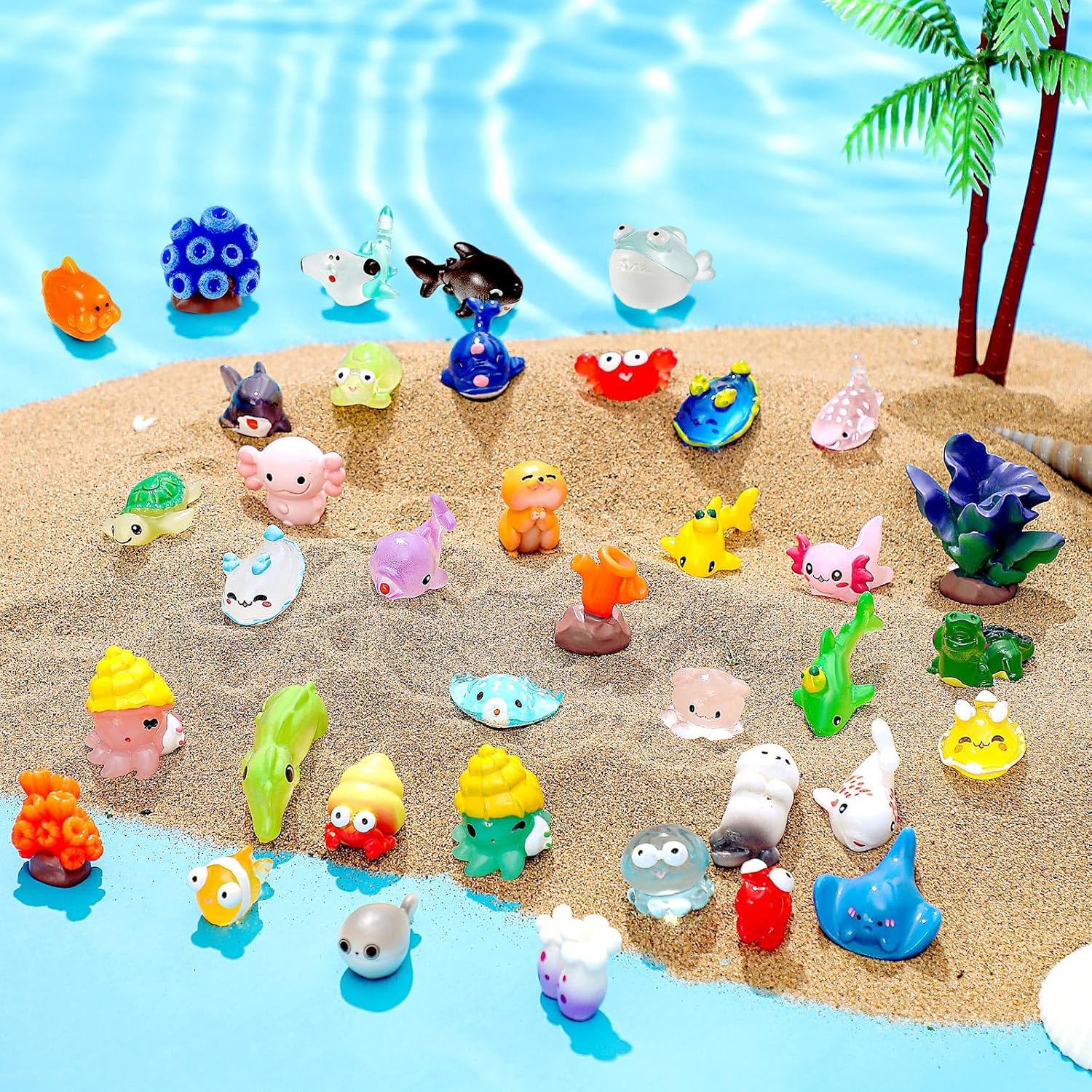 Amazon.com: Juexica 38 Pcs Mini Ocean Resin Animals Tiny Resin Axolotl ...