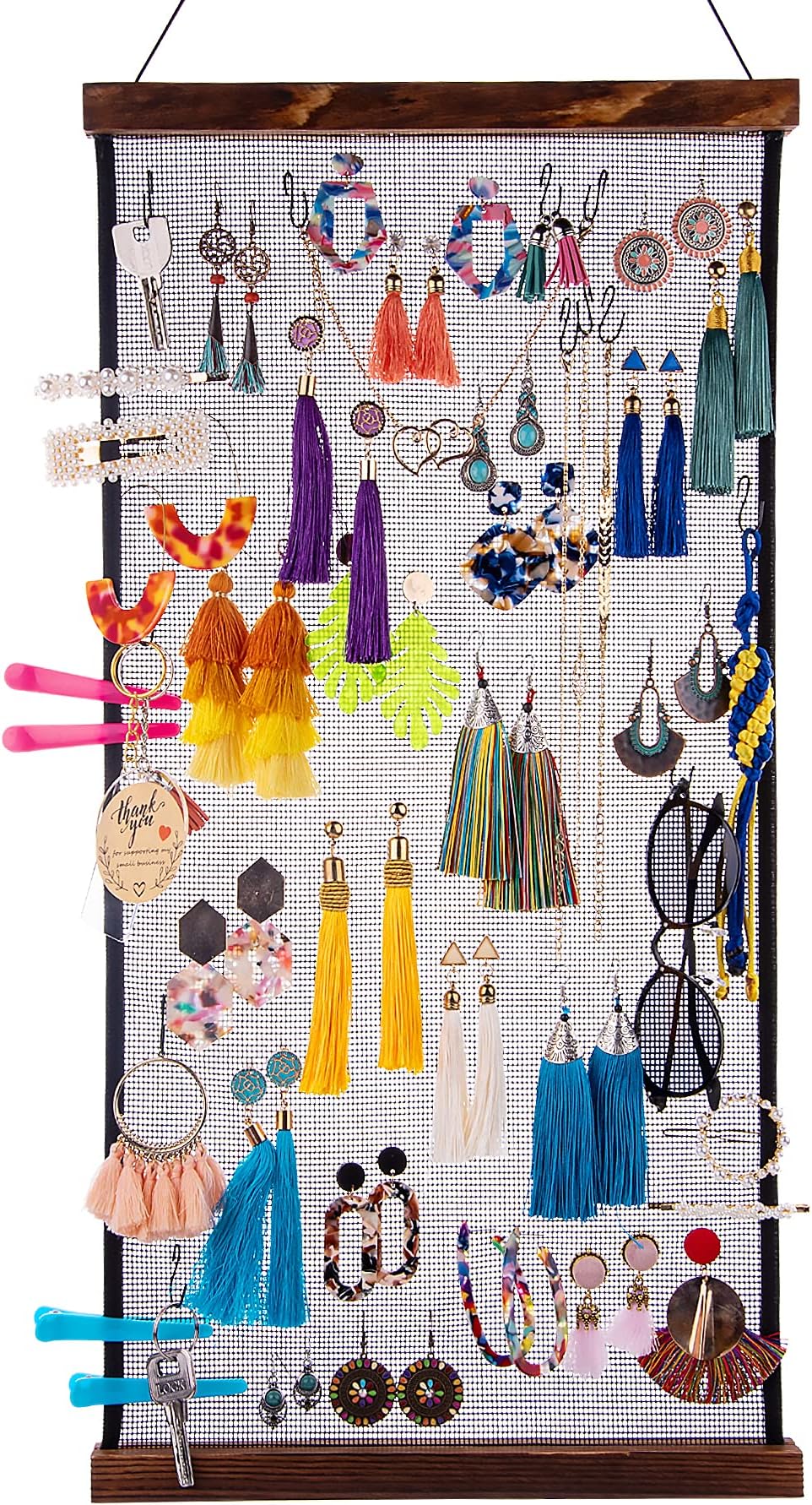 Amazon.com: Heesch Hanging Earring Organizer Frame Wall Mounted Jewelry ...