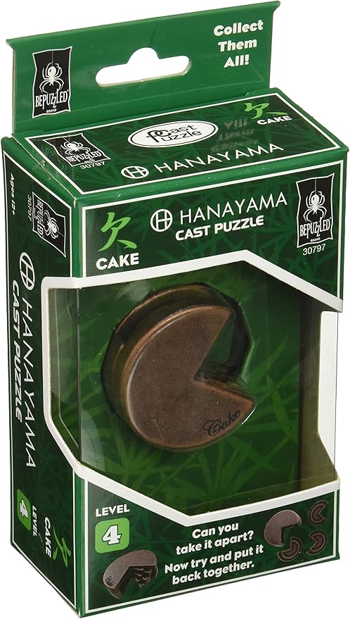 Amazon.com: Bepuzzled Hanayama Cake Level 4 Metal-Cast Brain Teaser ...