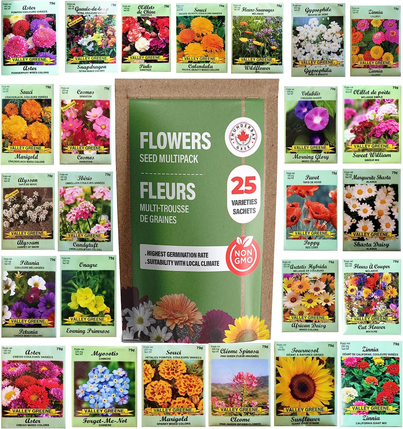 25 Packs Sachets Flowers Varieties Heirloom Seeds Packets Over 6000 ...