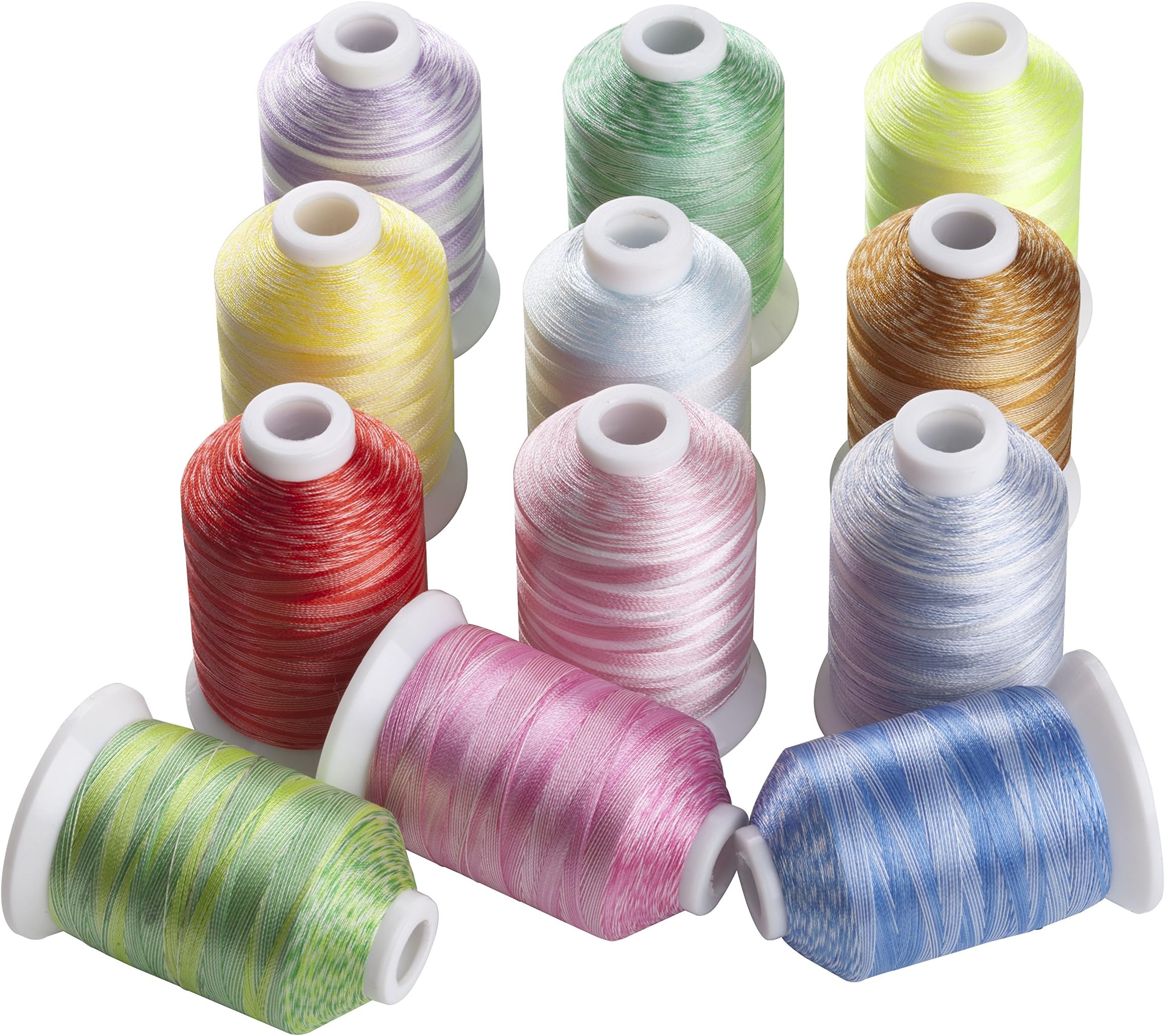 New brothread 12 Colors Variegated Polyester Machine Embroidery Thread ...