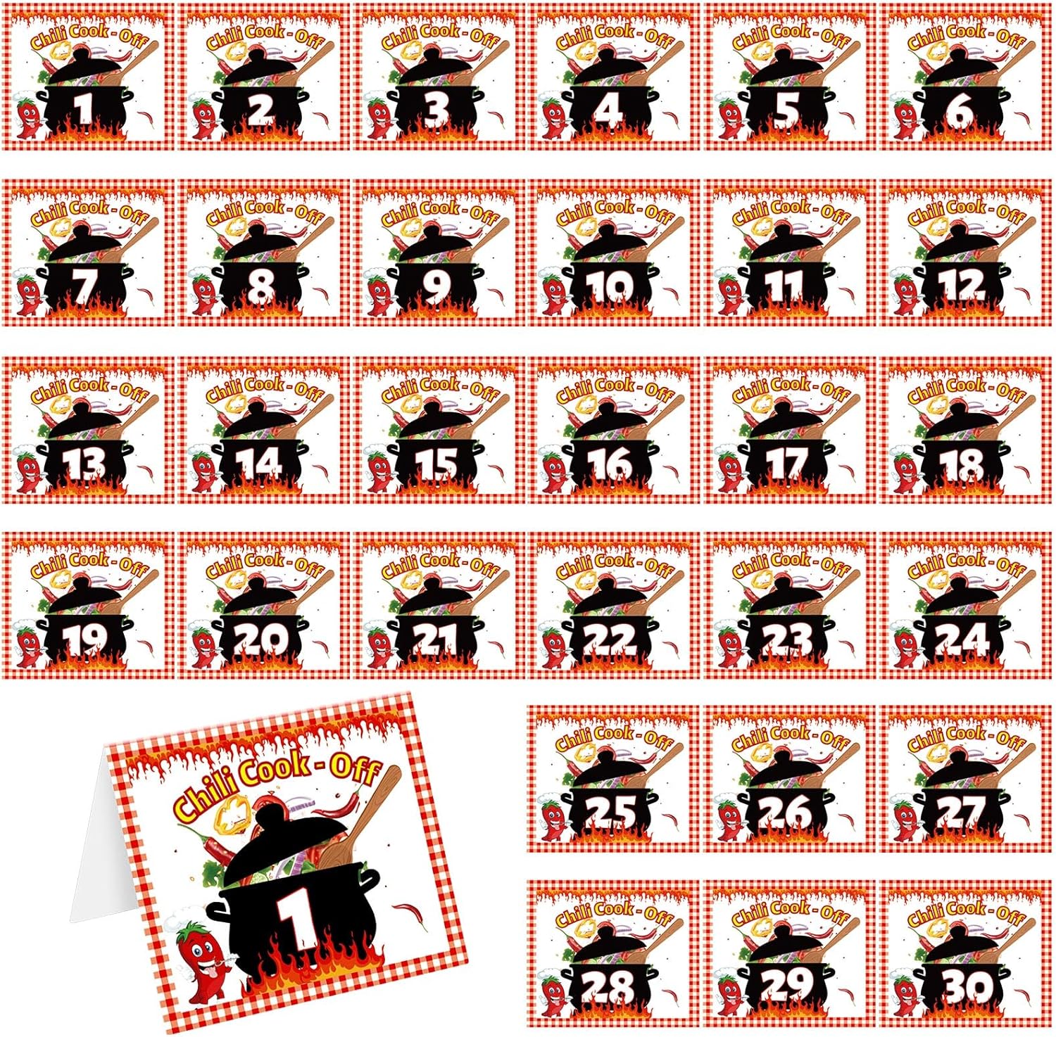 Amazon.com: Wonderjune 30 Pcs Chili Cook off Contest Table Numbers 1 to ...