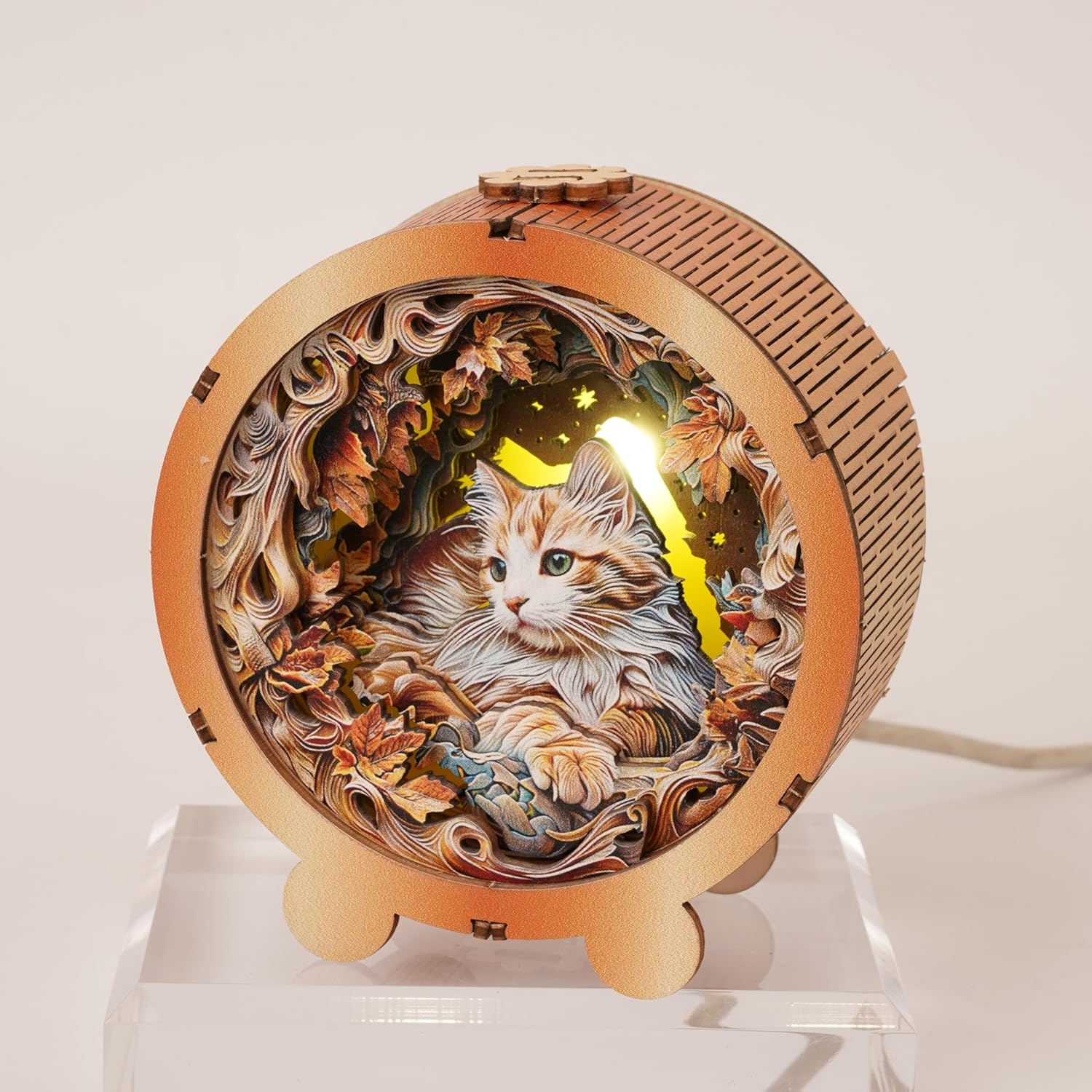 Amazon.com: 3D Wooden Puzzle Night Light, Elegant Ragdoll Cat DIY ...