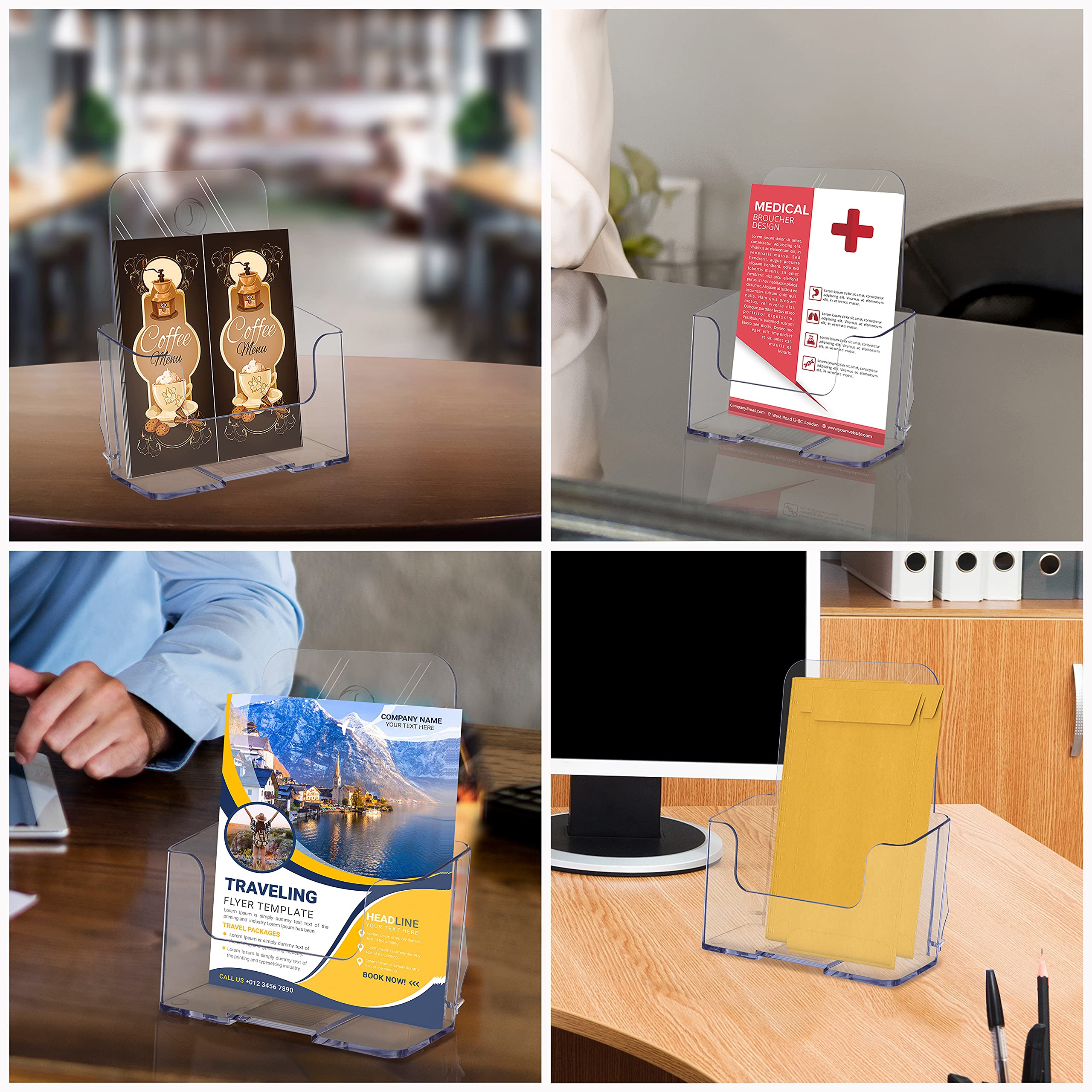 Kurtzy Clear Plastic A5 Brochure Holder (2 Pack) - Counter/Desktop ...