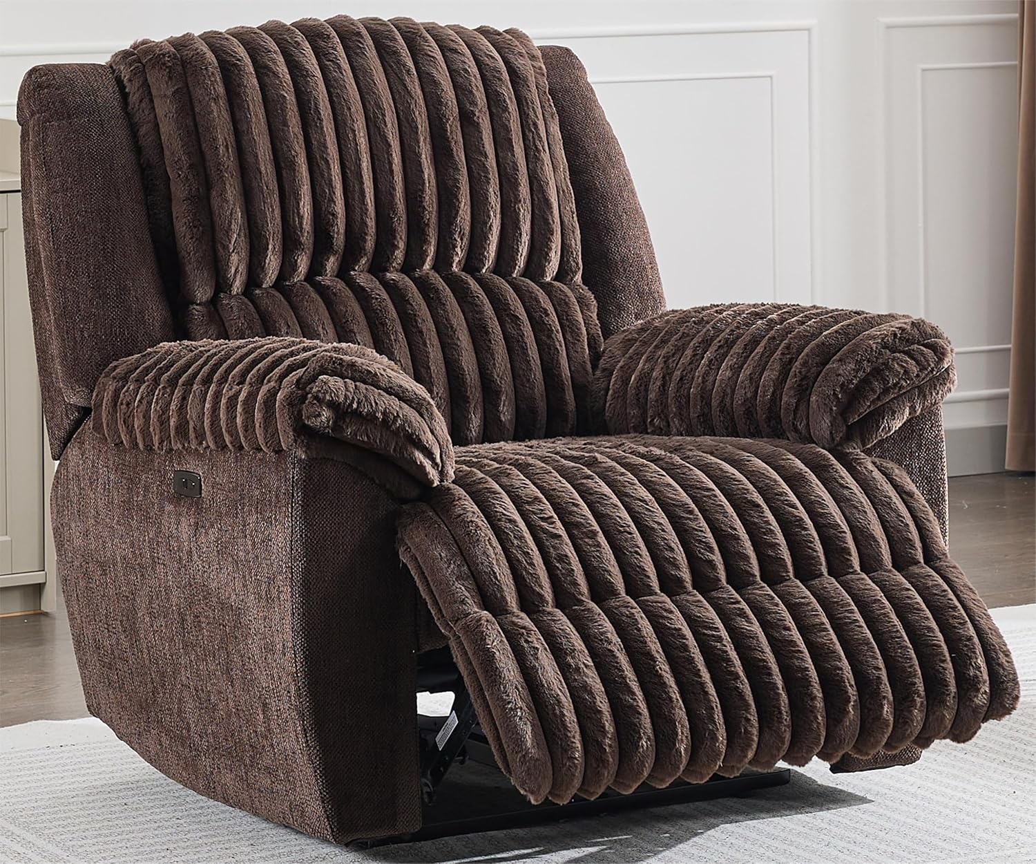 Amazon.com: Oversized Power Recliner Chairs Zero Gravity for Big Man Faux Fur Electric Extra ...