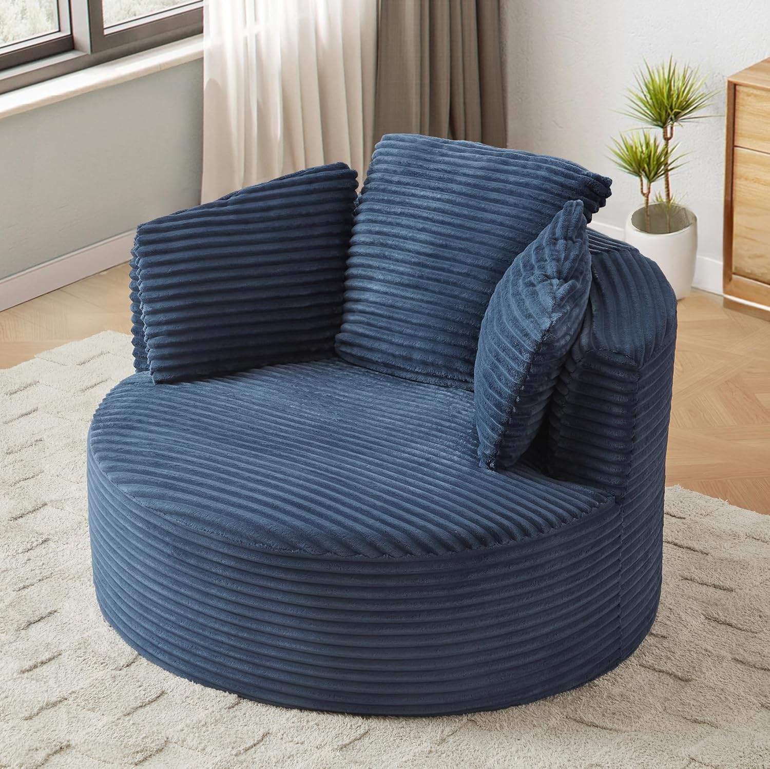 Amazon.com: 48.8" Oversized Round Chair Lounge Chaise Indoor, Fluffy ...