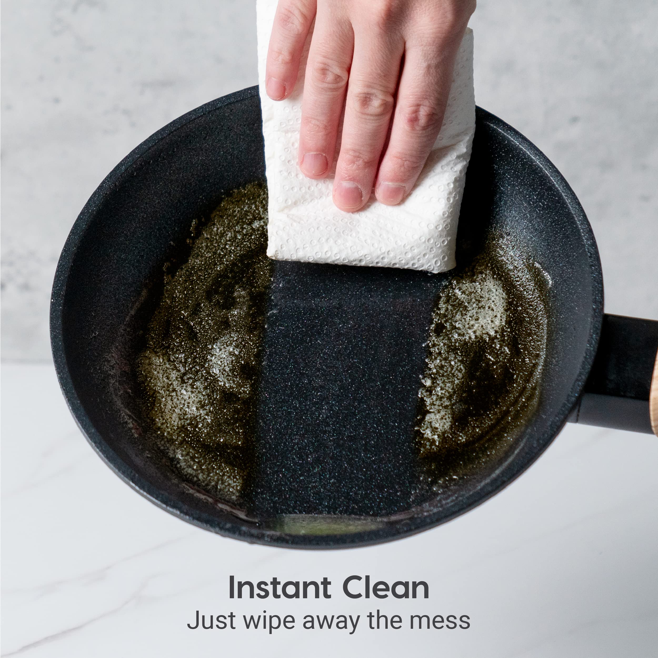 IRIS USA Cast Aluminum Nonstick Frying Pan Skillet with Soft Touch Handle, 9.5 inch Fry Pan