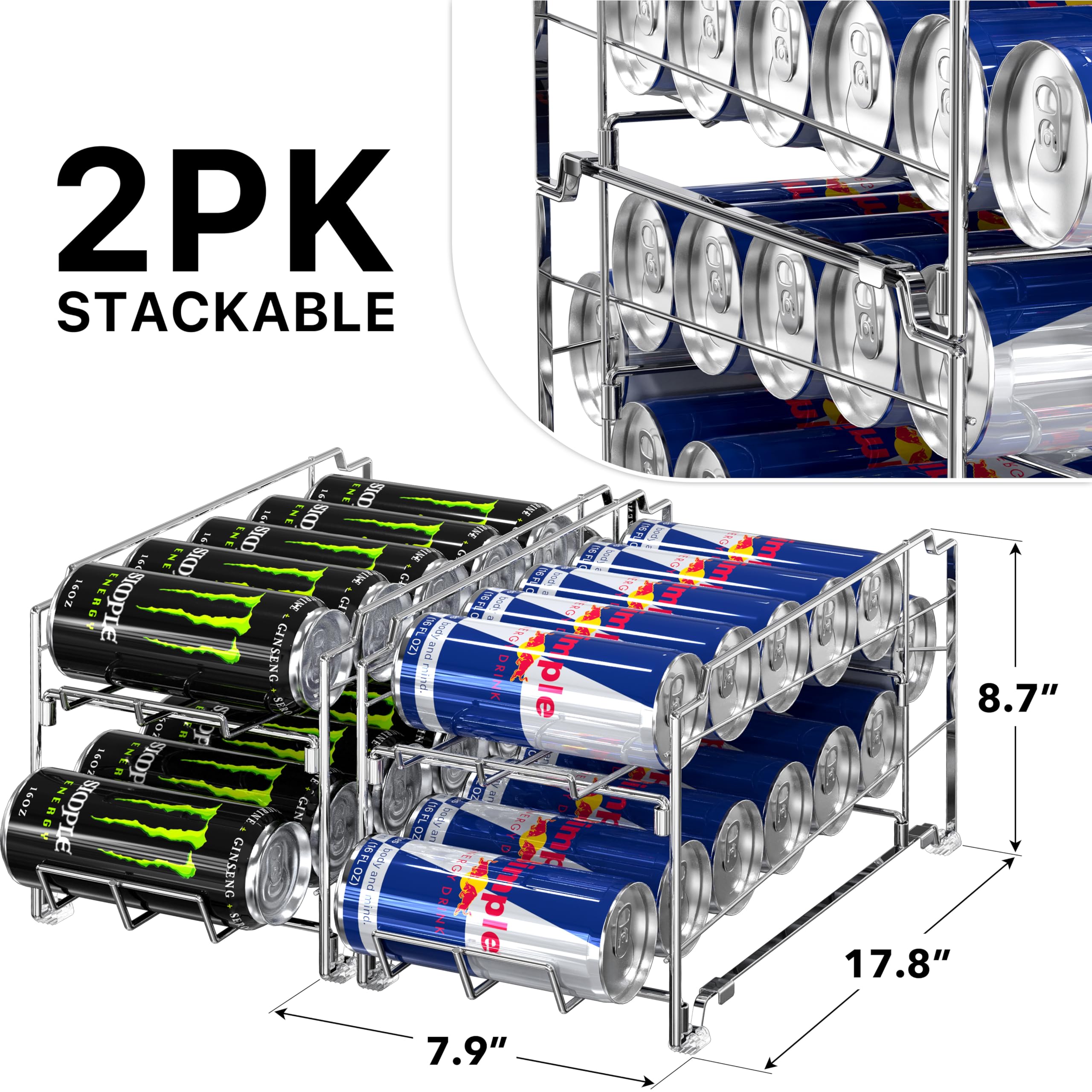 Snapklik.com : Simple Houseware 2PK Front Loading Tall Skinny Can Dispenser