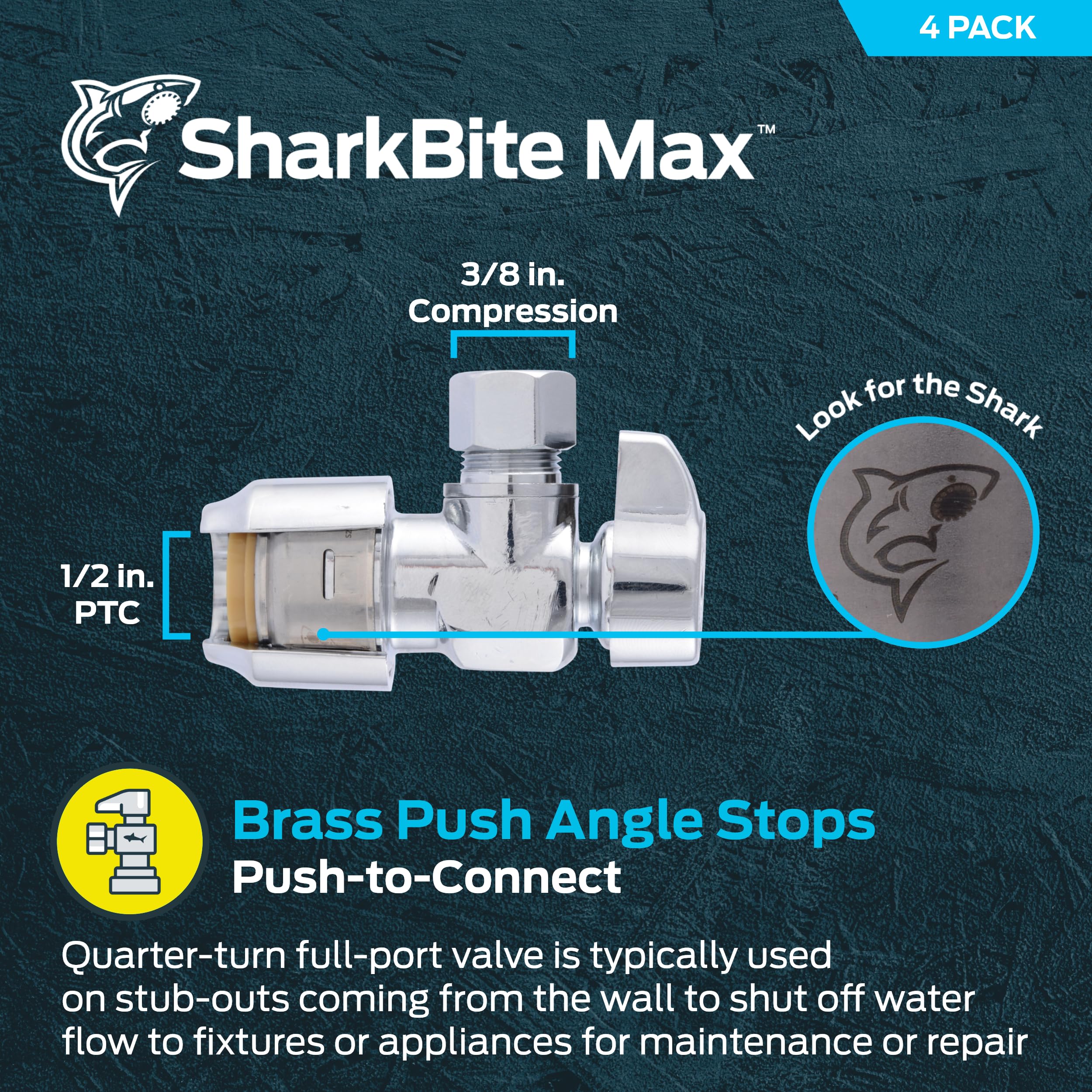Snapklik.com : SharkBite Max 1/2 X 3/8 Inch Compression Angle Stop Valve