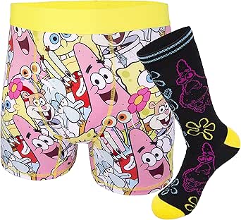 SpongeBob SquarePants Boxer Socks Set - Mens Sock & Underwear Combo Set ...