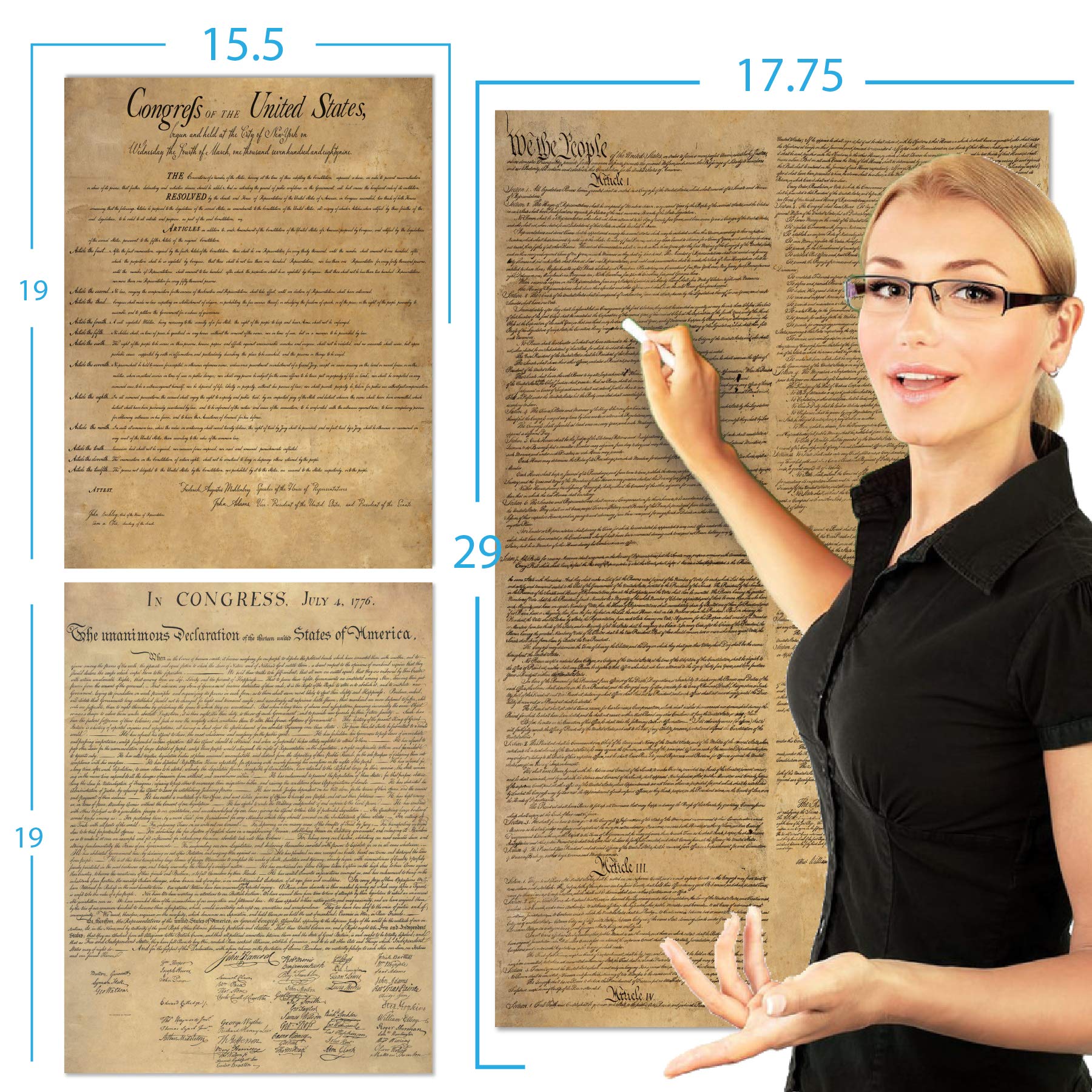 Snapklik.com : American Founding Documents Laminated 3 Pack: US ...