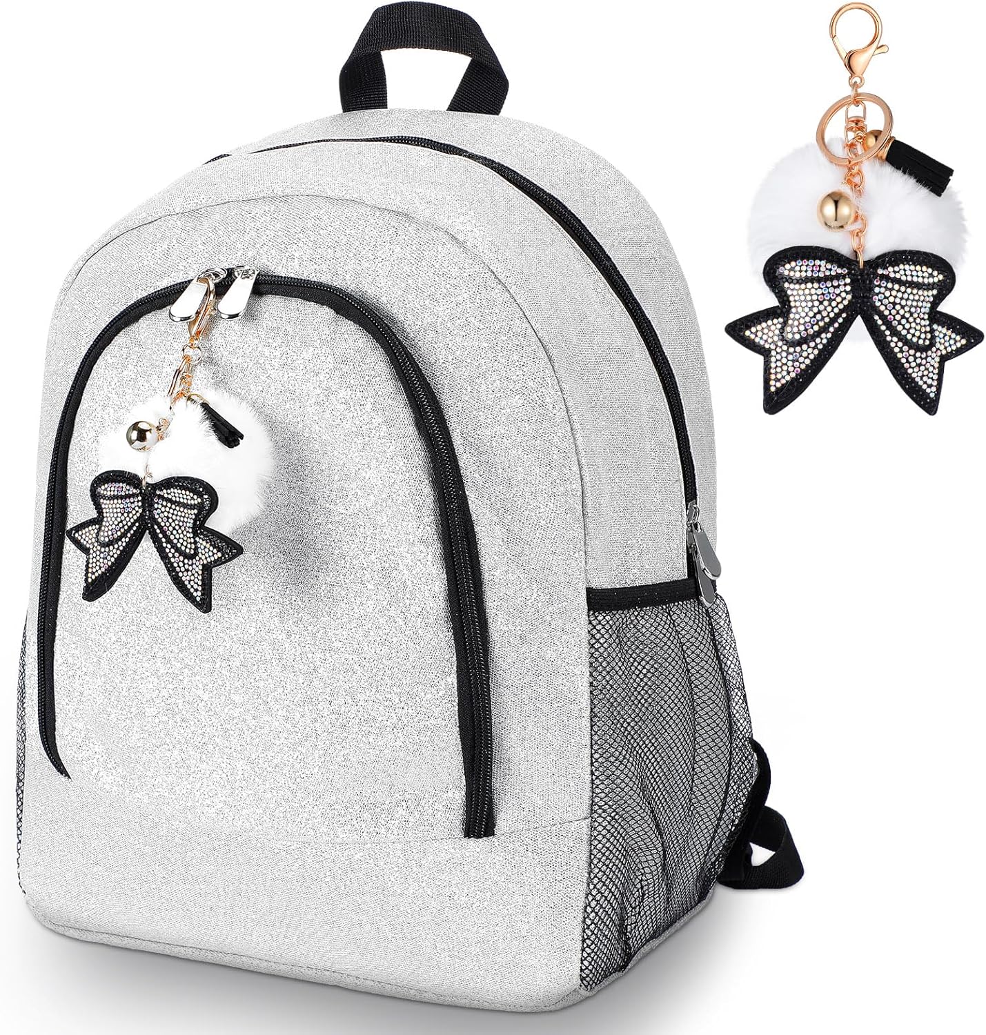 Amazon.com: Noveread Large Cheer Backpack with Bow Keychain ...