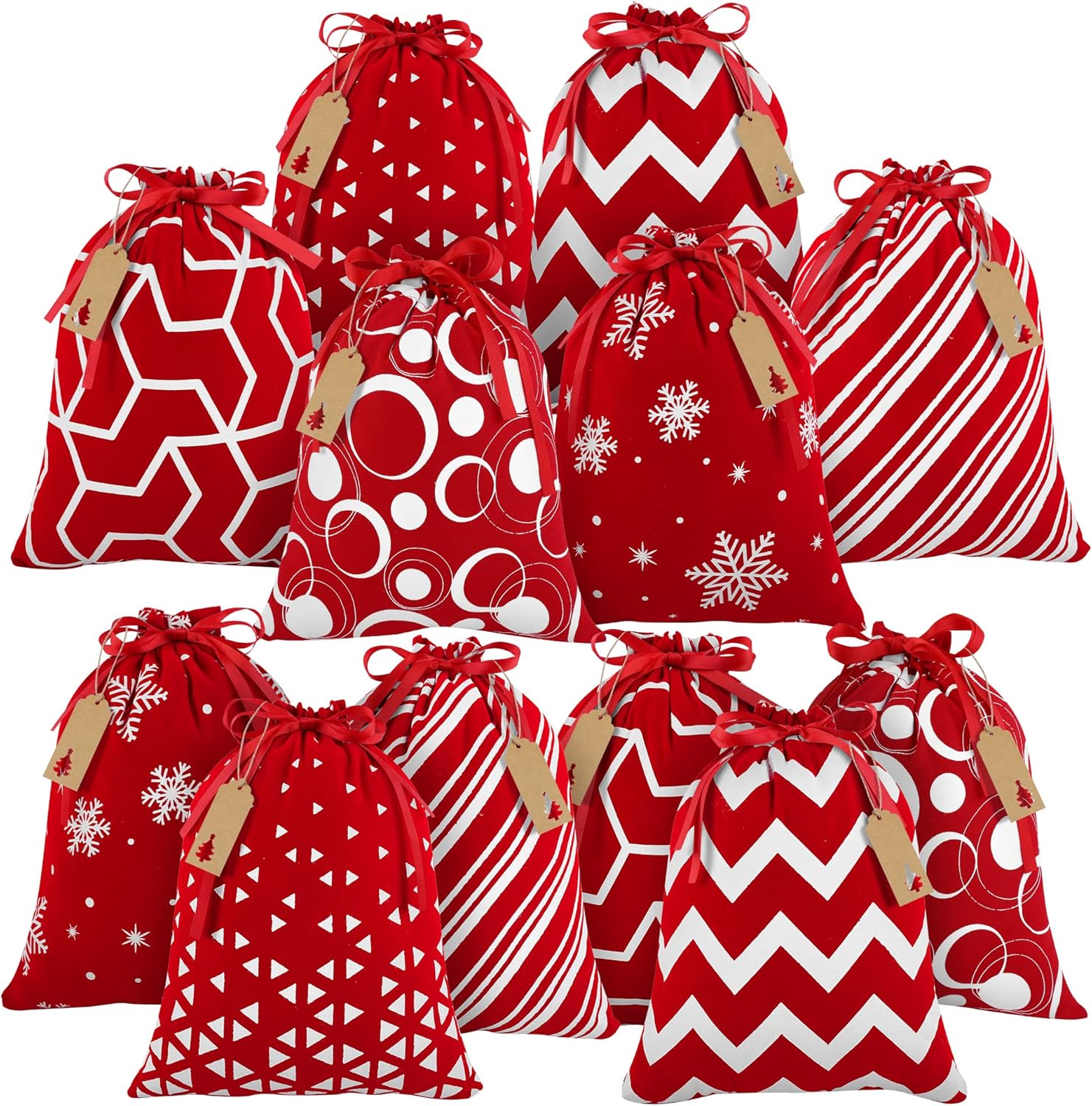 Amazon.com: MIMIND Christmas Drawstring Gift Bags - 12 Pieces Red and ...