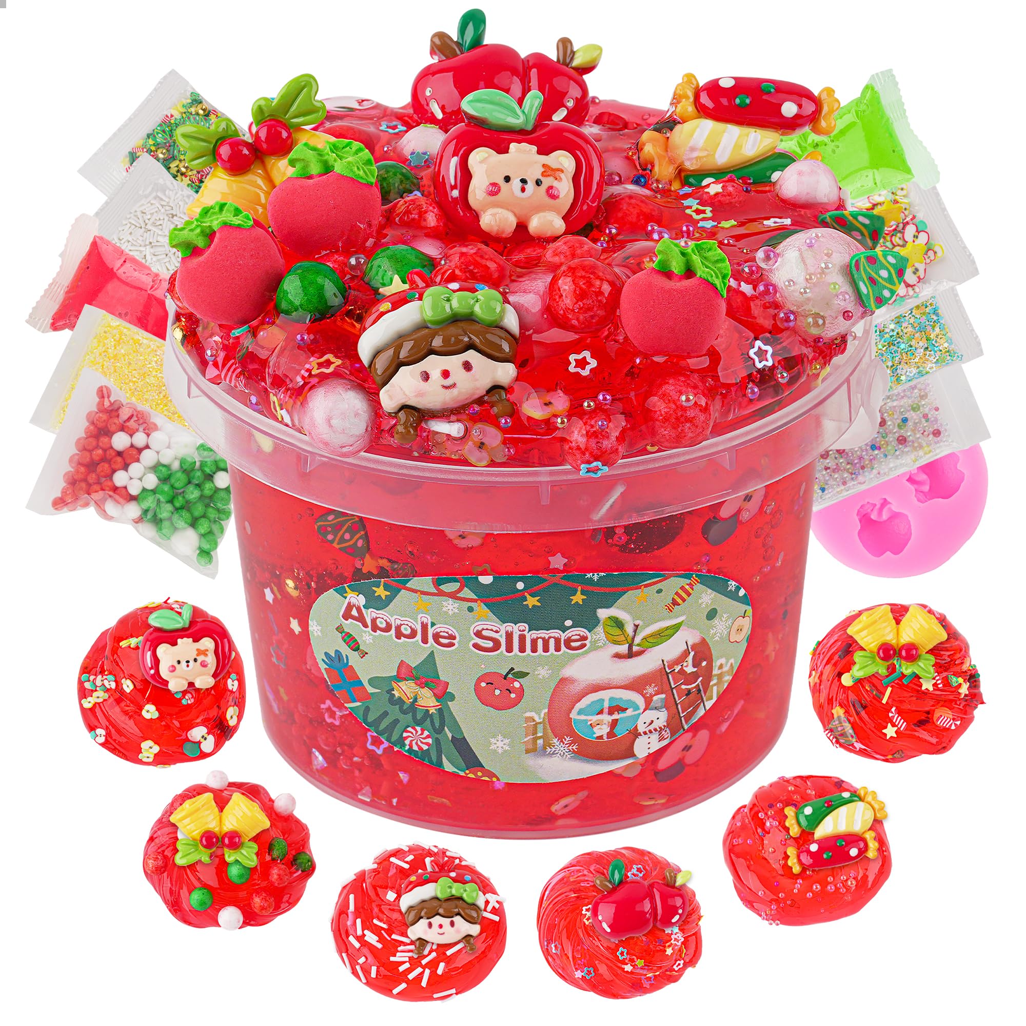 LAWOHO Apple Clear Slime 300ml, Red Slime Making Kit for with 10 Packs ...