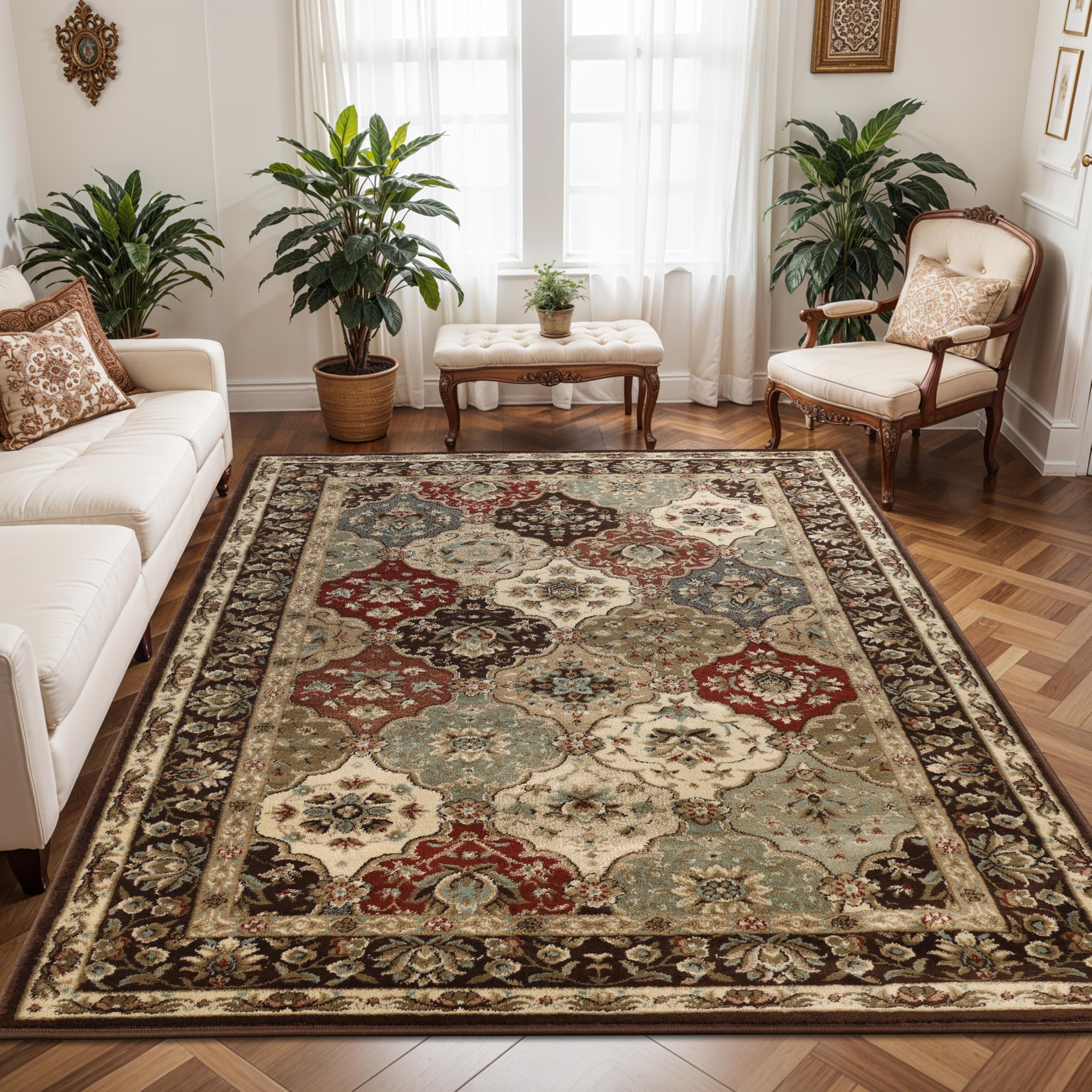 Amazon.com : Superior Indoor Area Rug, Traditional Floral Classic Floor ...