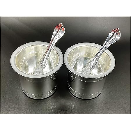 Amazon.com: NOBILITY Standard Silver Plated Panchpatra Set of 2 ...