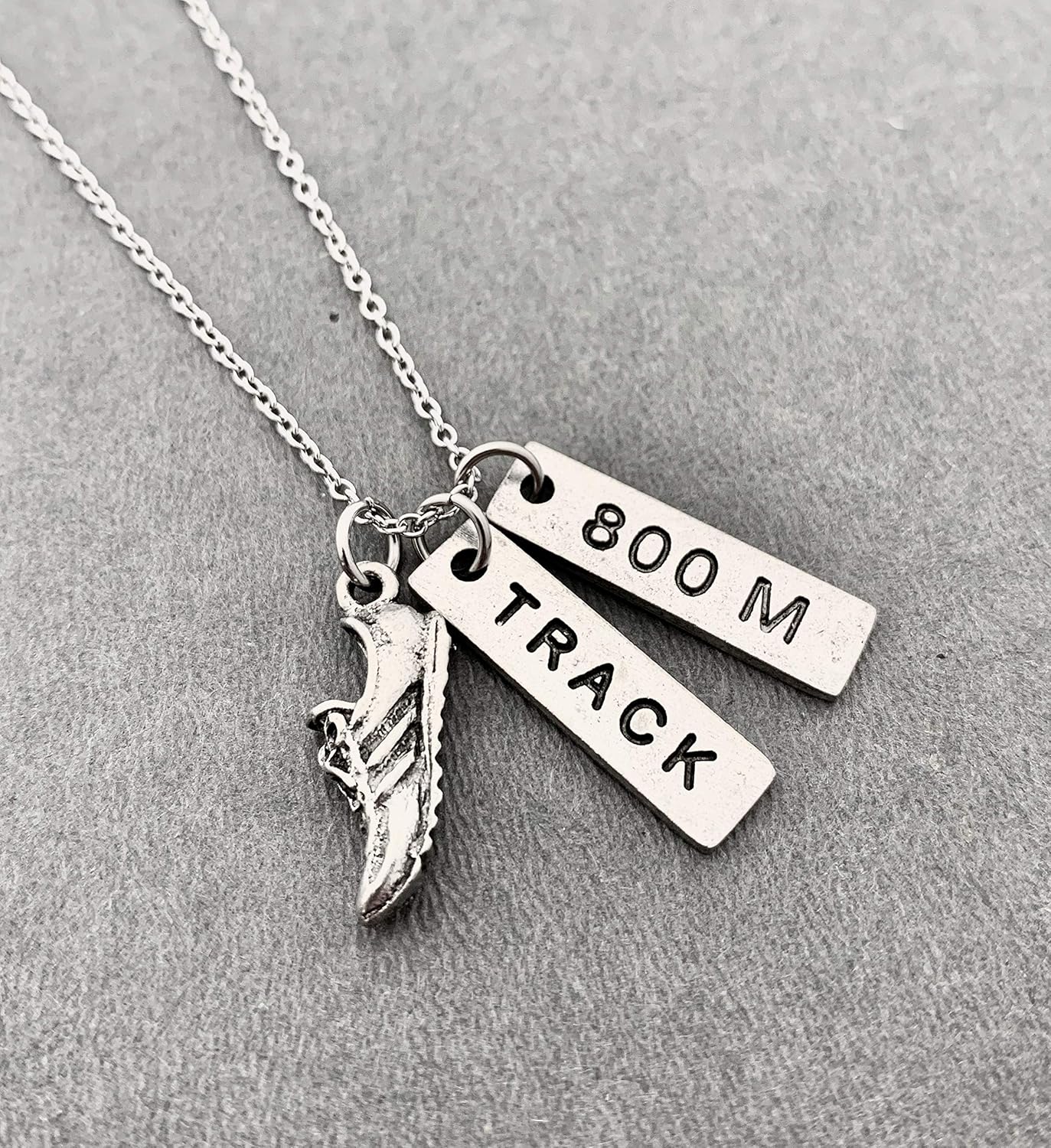 Pewter RUN TRACK 800M Necklace – Pewter Running Shoe Charm, Pewter ...