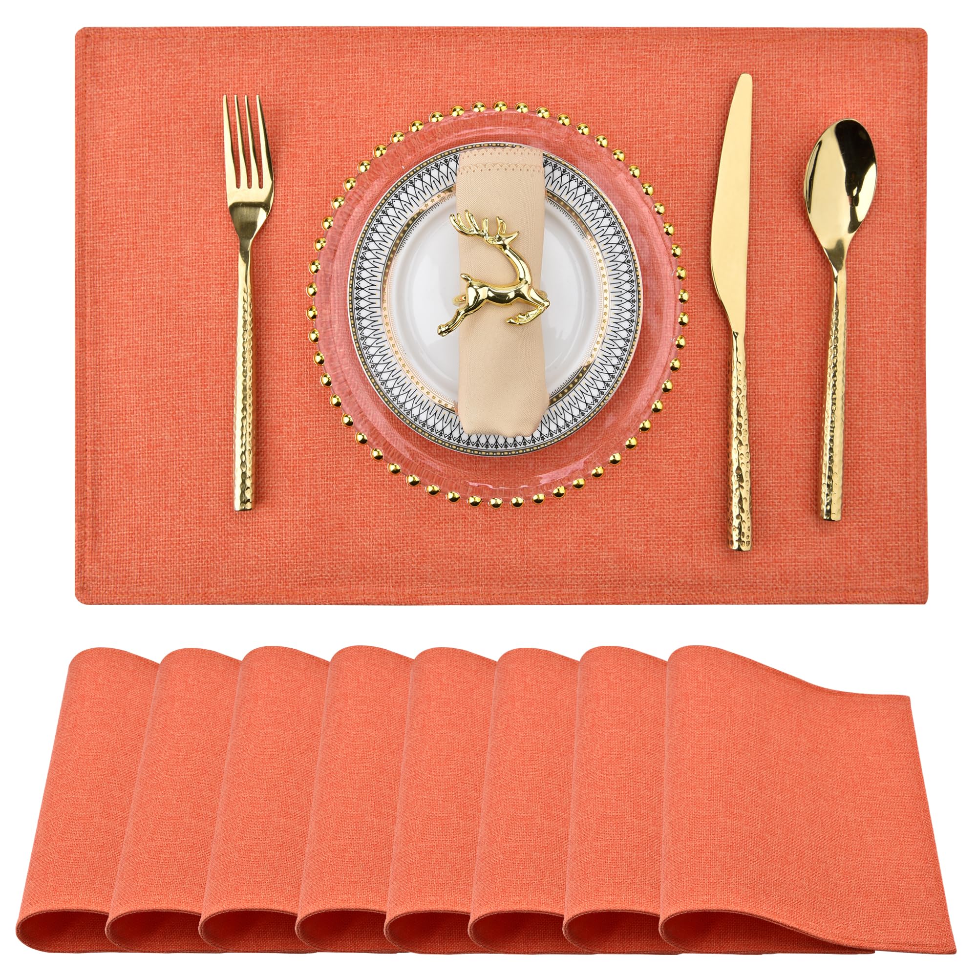 Amazon.com: SLKQG Thanksgiving Orange Cloth Placemats Set of 8 - Easy ...