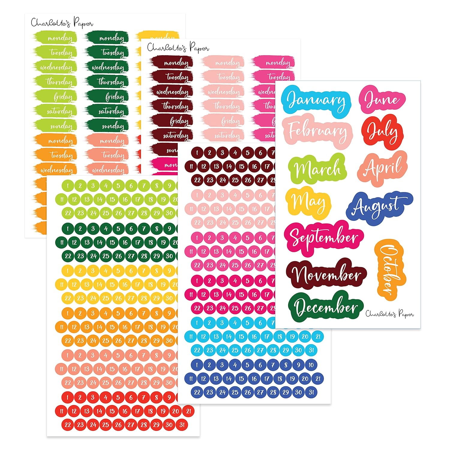 Amazon.com: Date Dots 12 Months, Small Number Stickers, Days of the ...