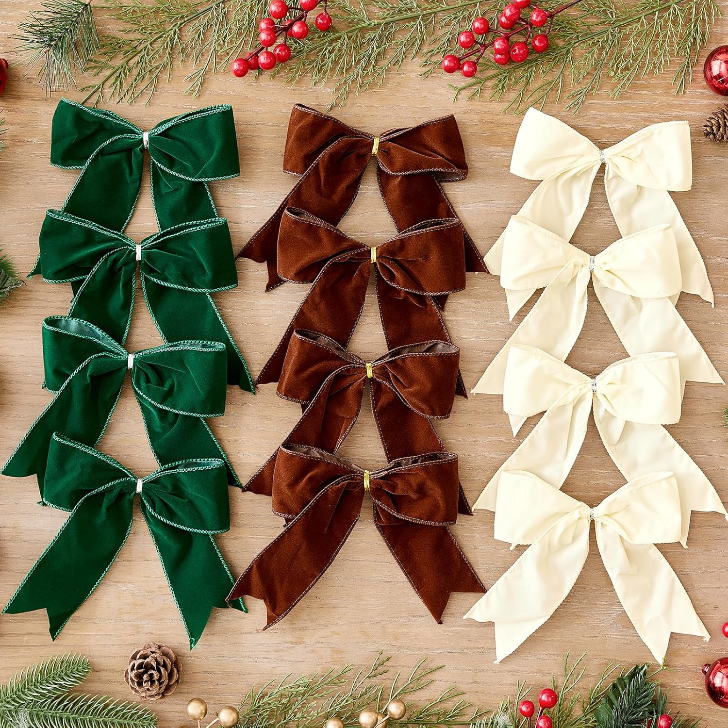 Amazon.com: 12 PCS Velvet Christmas Bows 5.9 inch, Christmas Bows for ...