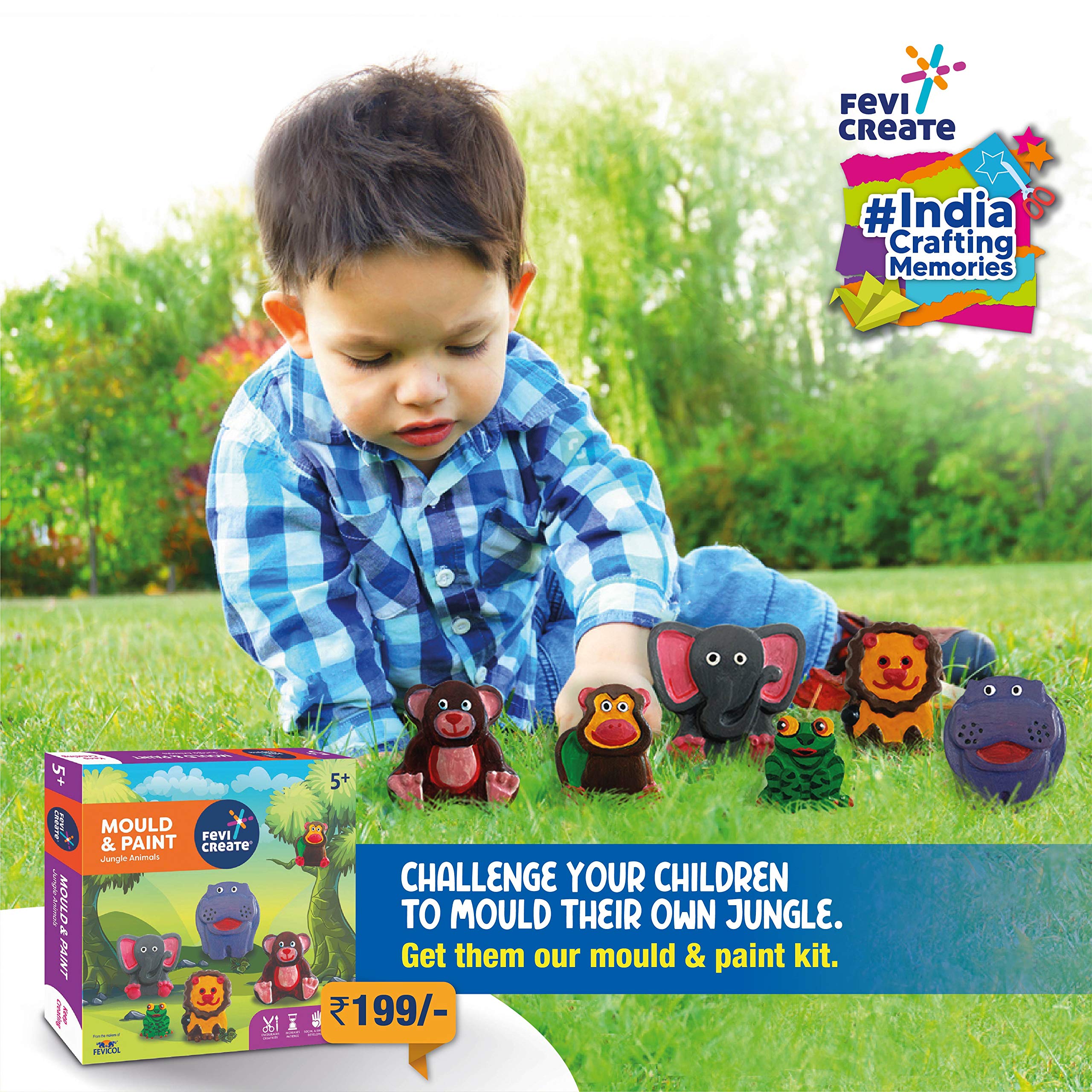 Pidilite Fevicreate DIY Mould and Paint Jungle Animals Craft Kit ...