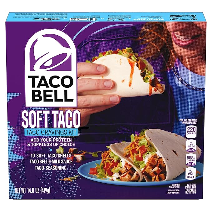 Amazon.com : Taco Bell Soft Taco Dinner Kit with 10 Soft Tortillas ...