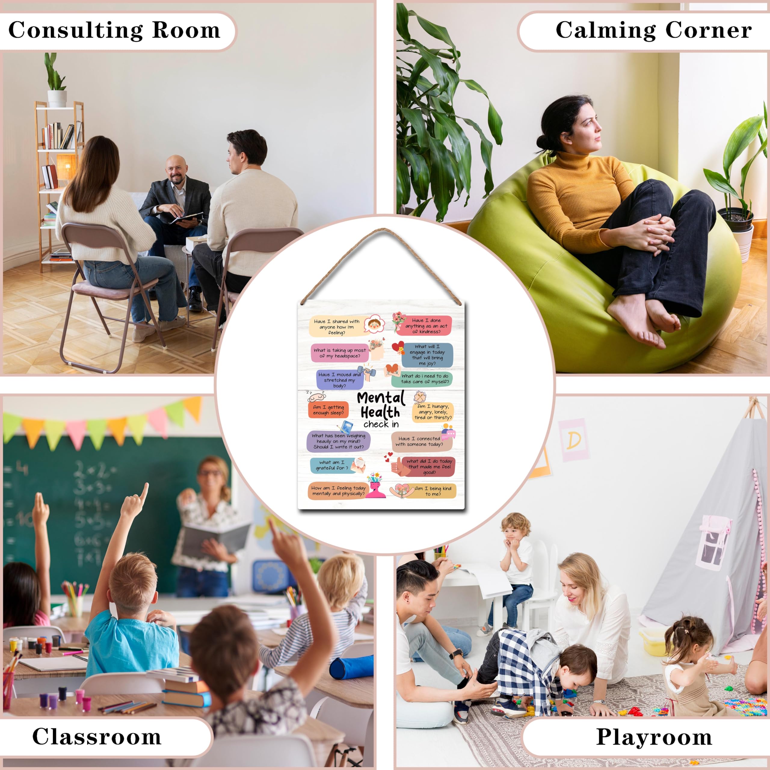 Snapklik.com : Therapy Office Decor, Mental Health Check In Wood Wall ...