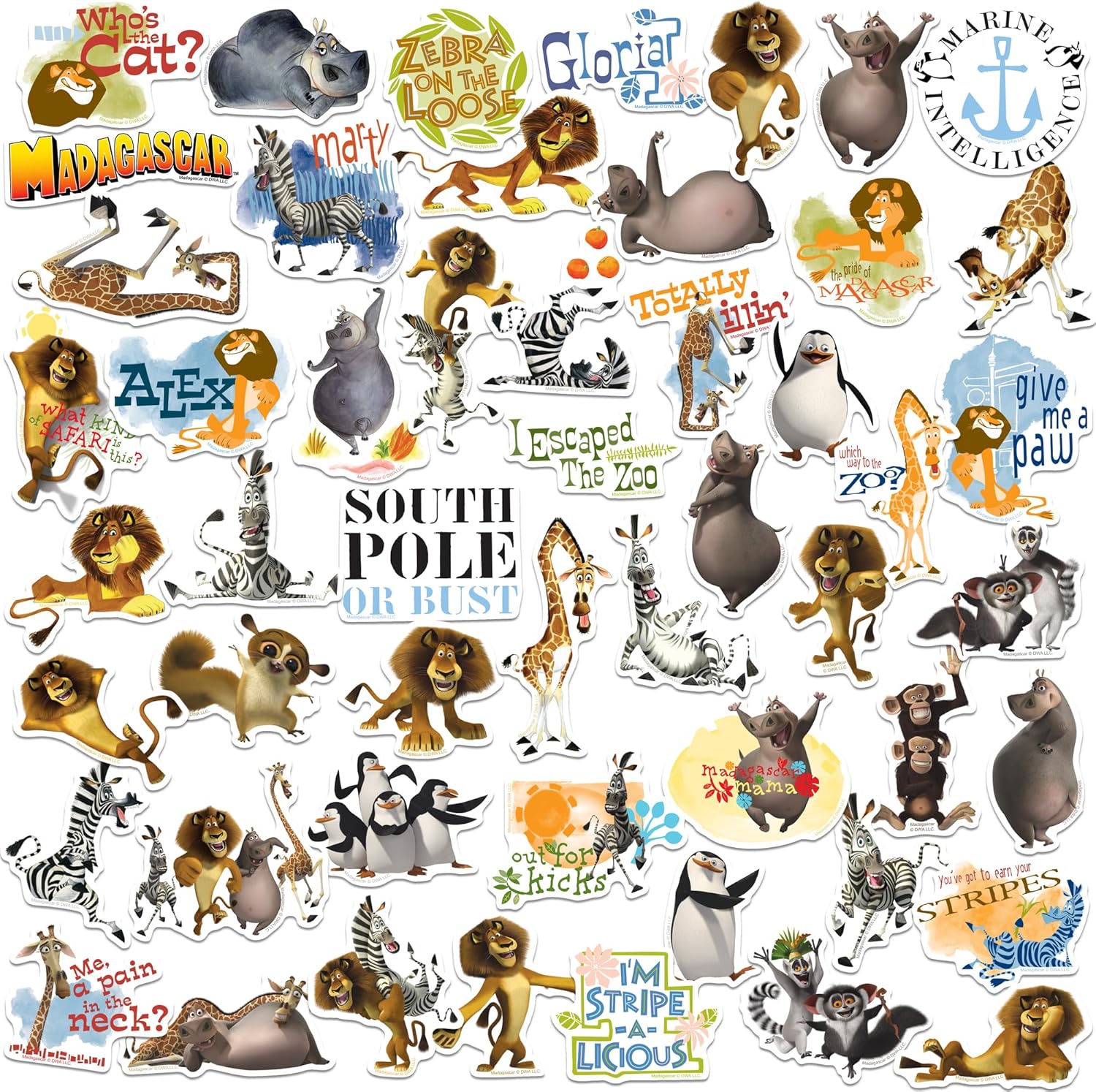 Amazon.com: Madagascar 50ct Vinyl Large Deluxe Stickers Variety Pack ...