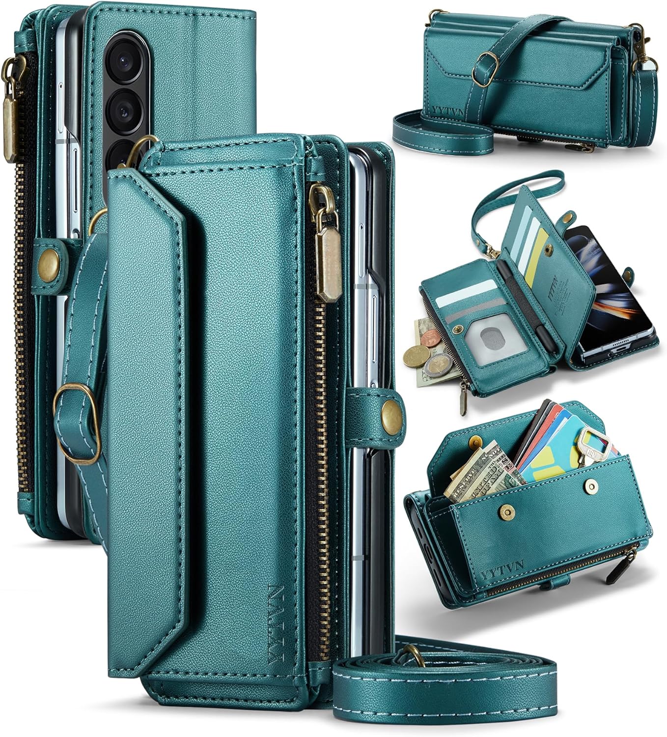 Amazon.com: YYTVN for Samsung Galaxy Z Fold 4 Wallet Case with Zipper ...