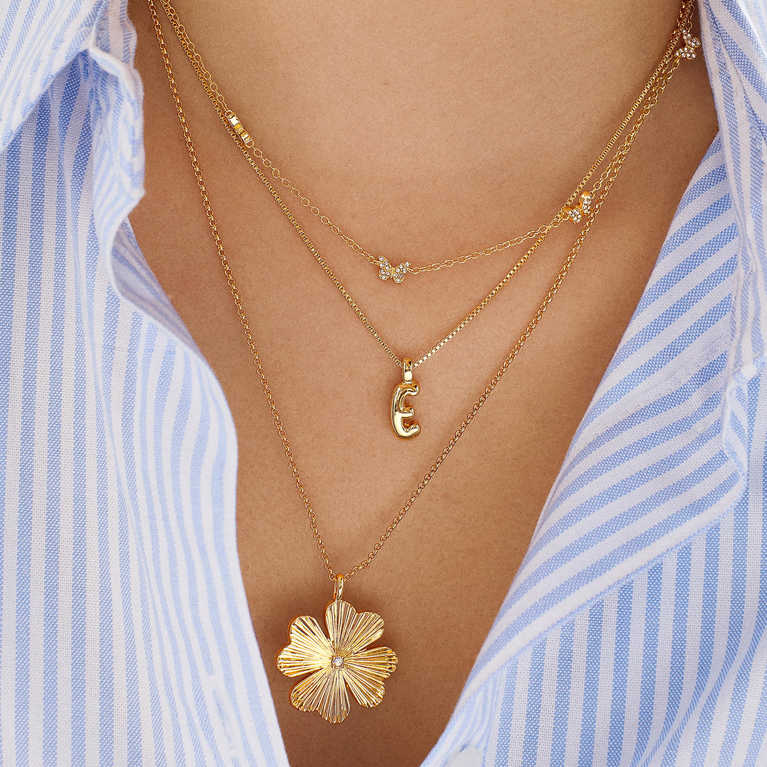 Snapklik.com : BaubleBar Gwen Mini Bubble Initial Necklace - Gold-Plated Bubble Letter Pendant ...