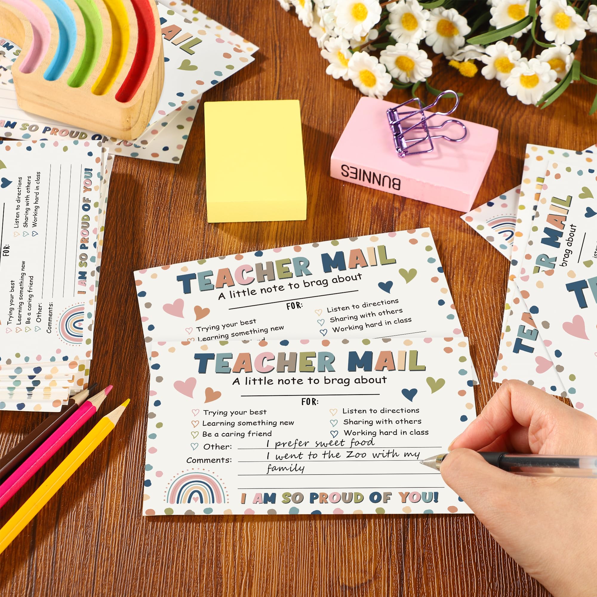 Snapklik.com : Boho Rainbow Teacher Mail Notes To Parents Classroom ...