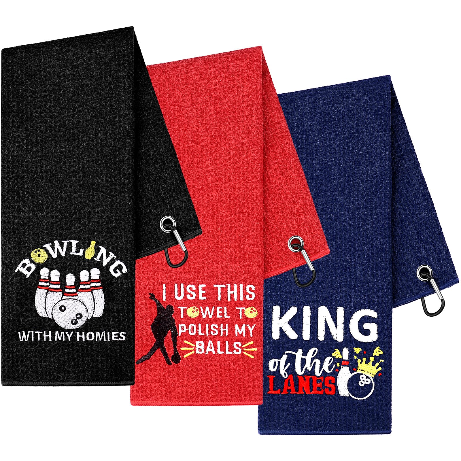 Amazon.com: 3 Pcs Bowling Towel Soft Embroidered Bowling Towel with ...