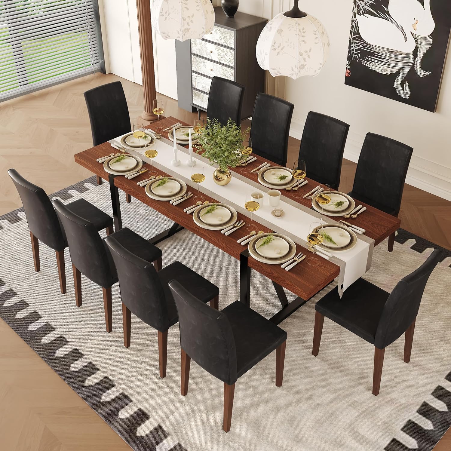 Amazon.com - MUUOKY 10 Seat Dining Table Set, 11 Piece Dining Table Set ...