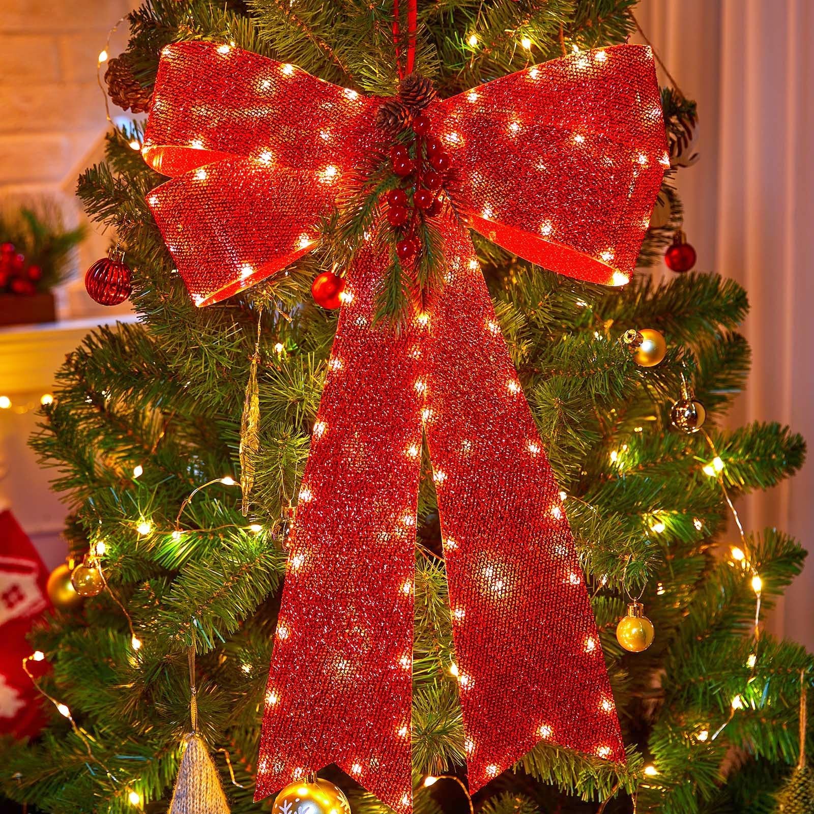 Amazon.com: Christmas LED Wreath Bow Outdoor Decorations, 23 x 16 Inch ...