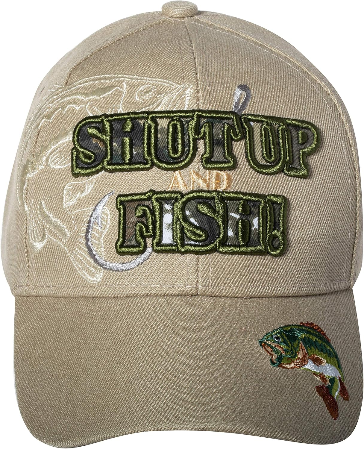 Amazon | Artisan Owl Shut Up and Fish ファニーフィッシングハット - フィッシャーマン刺繍キャップ ...