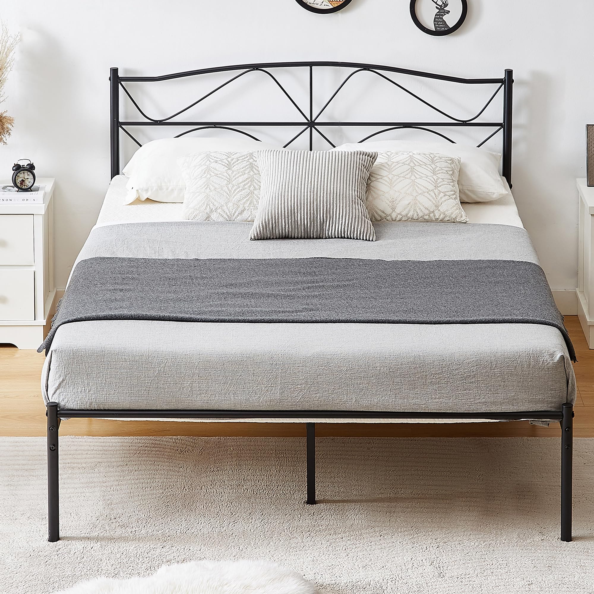 Amazon.com: VECELO Full Size Bed Frame, Metal Bed Platform with ...