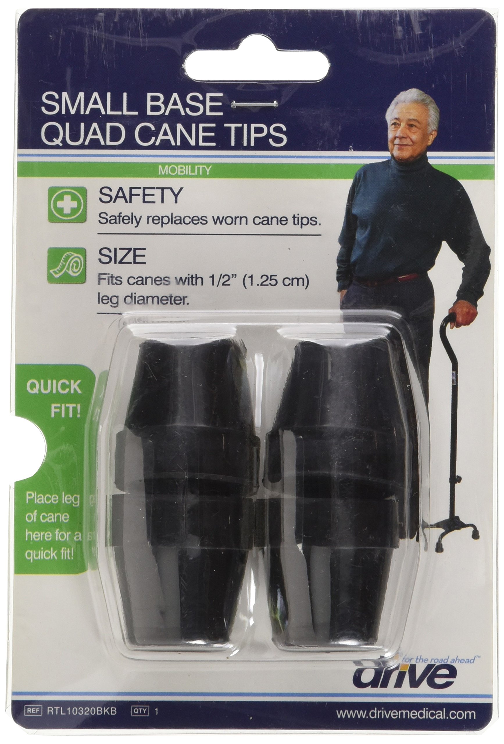 Amazon.com: Drive Medical Small Base Quad Cane Tips, Black (RTL10320BKB ...
