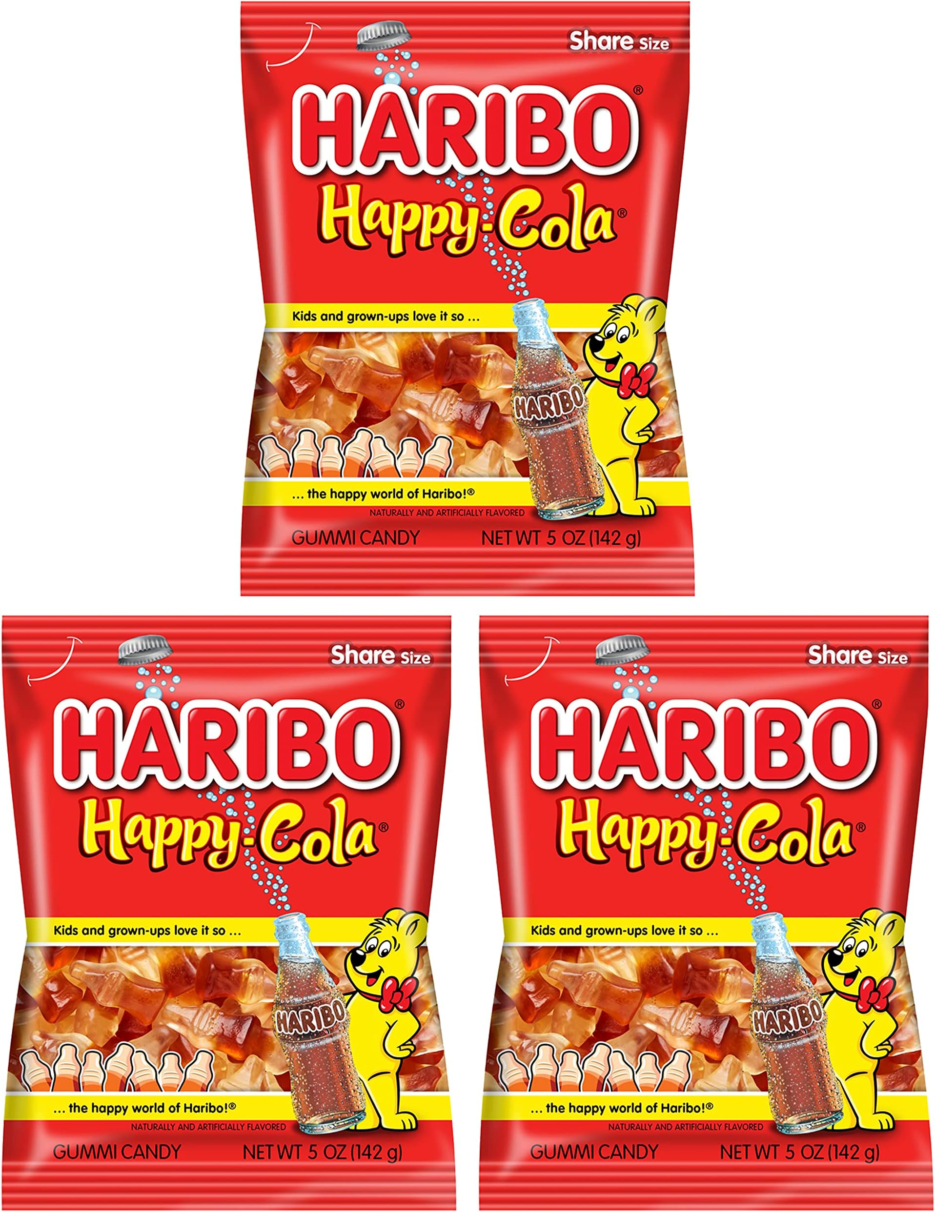 Amazon.com: Haribo Happy Cola Gummy Candy Pack of 3 (5 oz Bags) | Jelly ...
