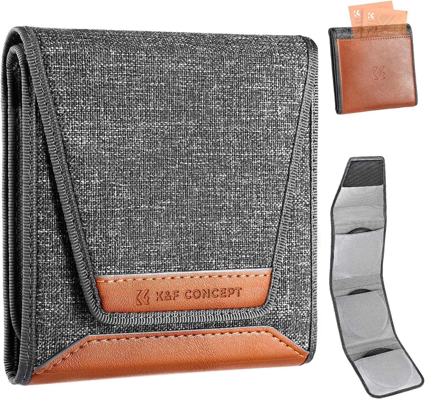 K&F Concept Optics Lens Filter Case, Holds 3 Filters Up to 82mm, Water ...