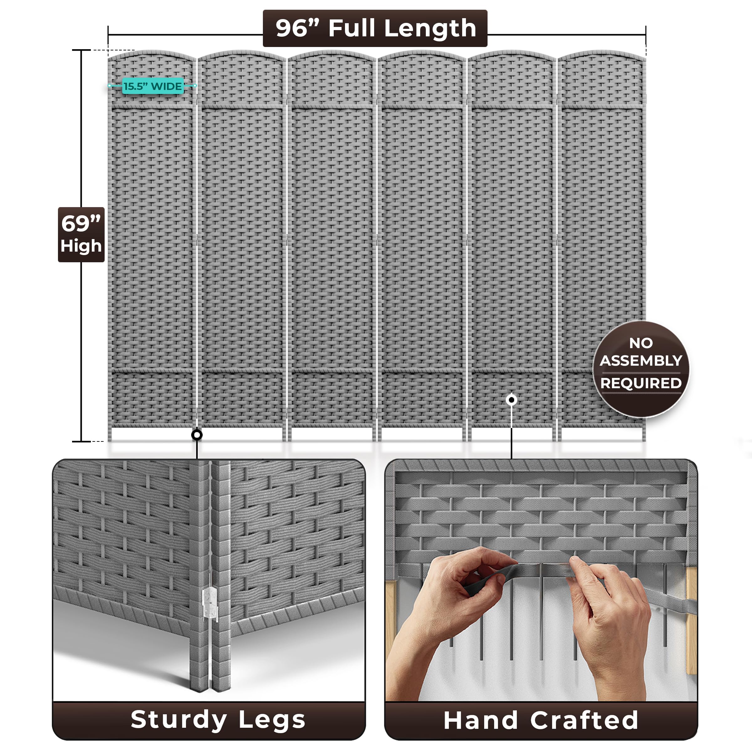 Snapklik.com : 6 Panel Room Divider 6 Ft Tall - Privacy Screen, Extra ...