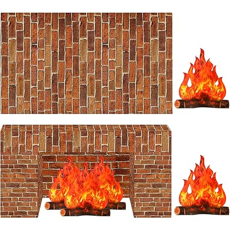 Amazon.com: Christmas Corrugated Fireplace Cardboard Red Brick ...