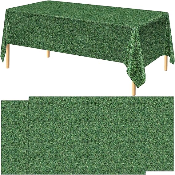 Amazon.com: durony 2 Pack Green Grass Field Plastic Tablecloth Grass ...