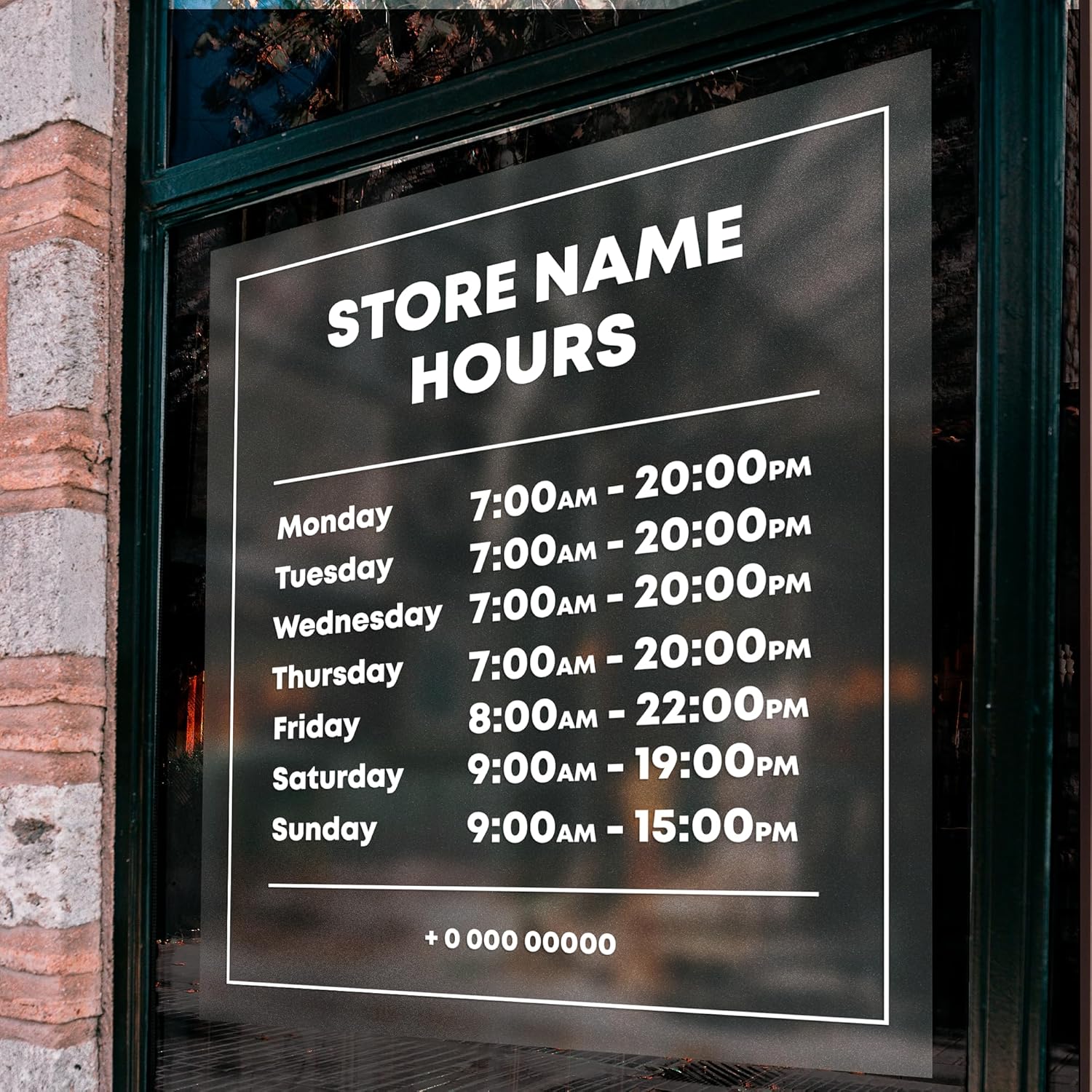 Amazon.com : CRYPTONITE Custom Wall Decal Business Hours Sign for ...