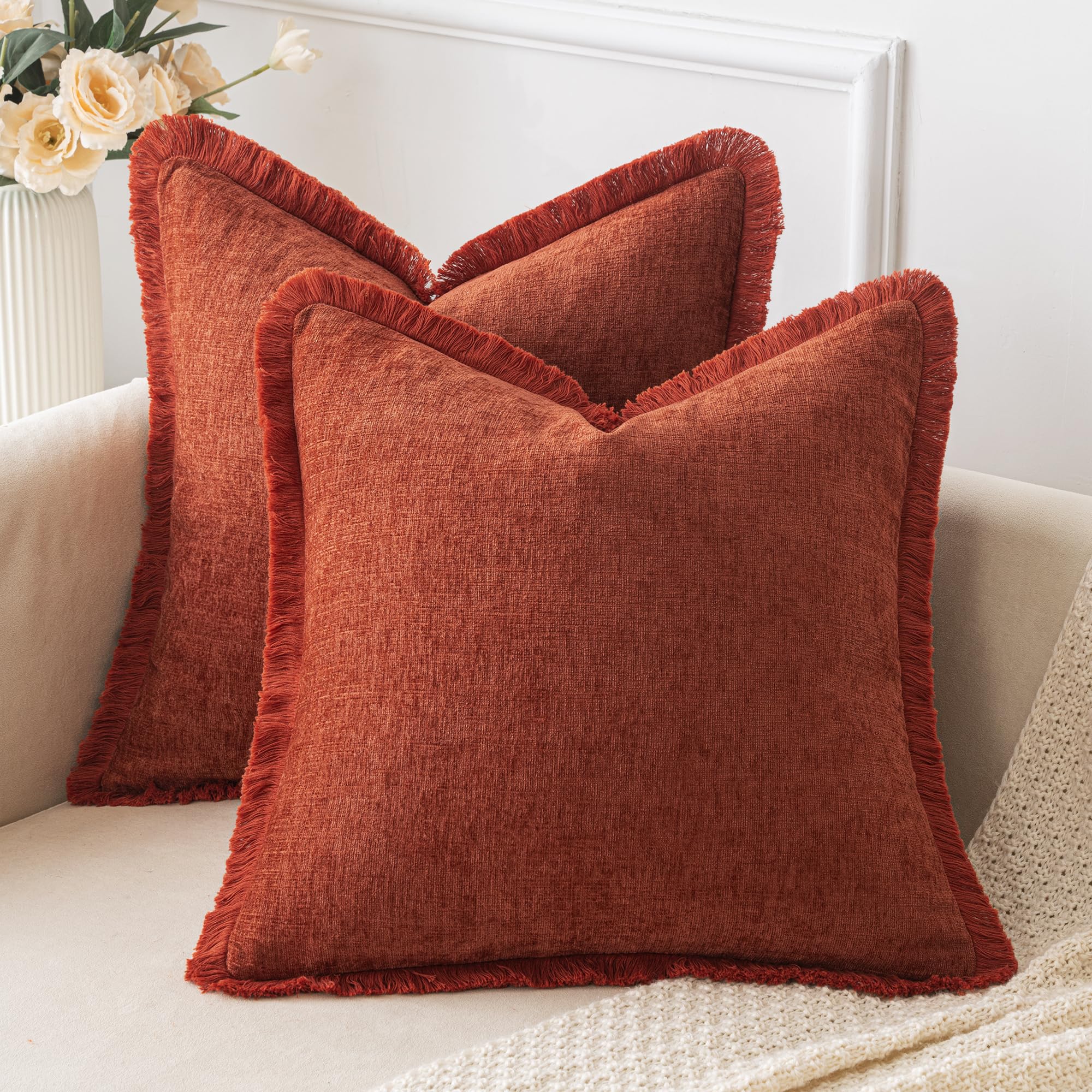 Amazon.com: MIULEE Burnt Orange Throw Pillow Covers 20x20 Inch Pack of ...