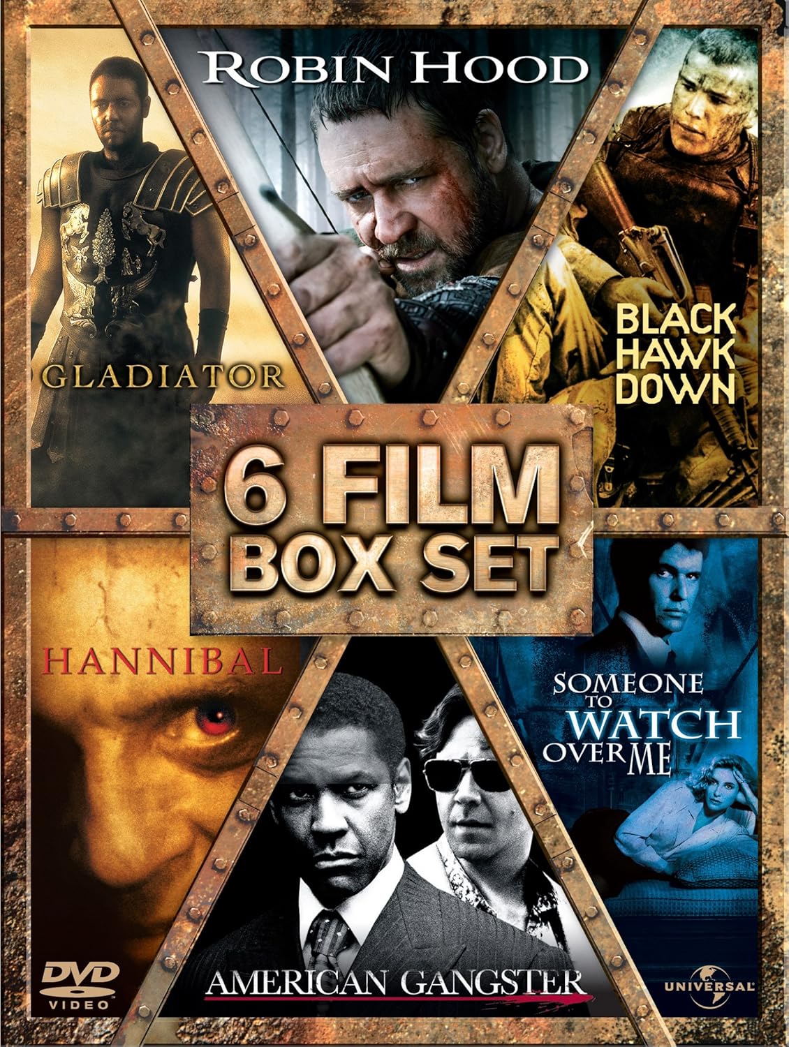 6 Film Box Set: Gladiator/Robin Hood/American Gangster/Hannibal/Black ...