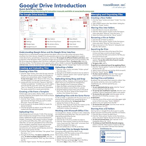 Snapklik.com : Google Drive Quick Reference Training Card - Laminated Tutorial Guide Cheat Sheet