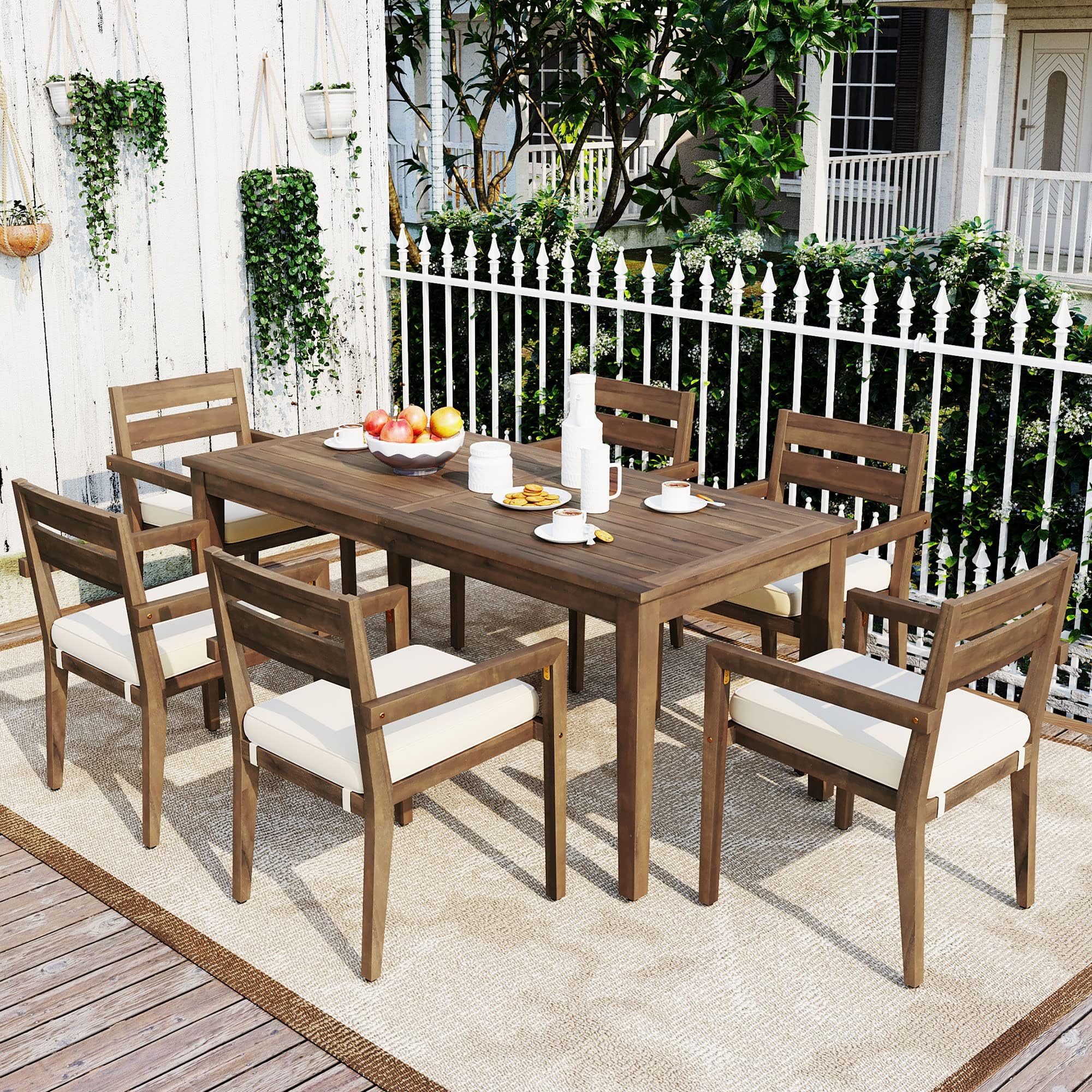Amazon.com: Merax Outdoor Dining Set for 6 Person, 7 Pieces Patio ...