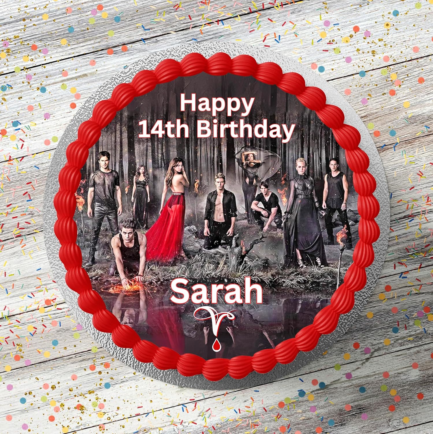 Vampire Themed Personalised PRECUT Edible Cake Topper 7.5 Inch Round ...