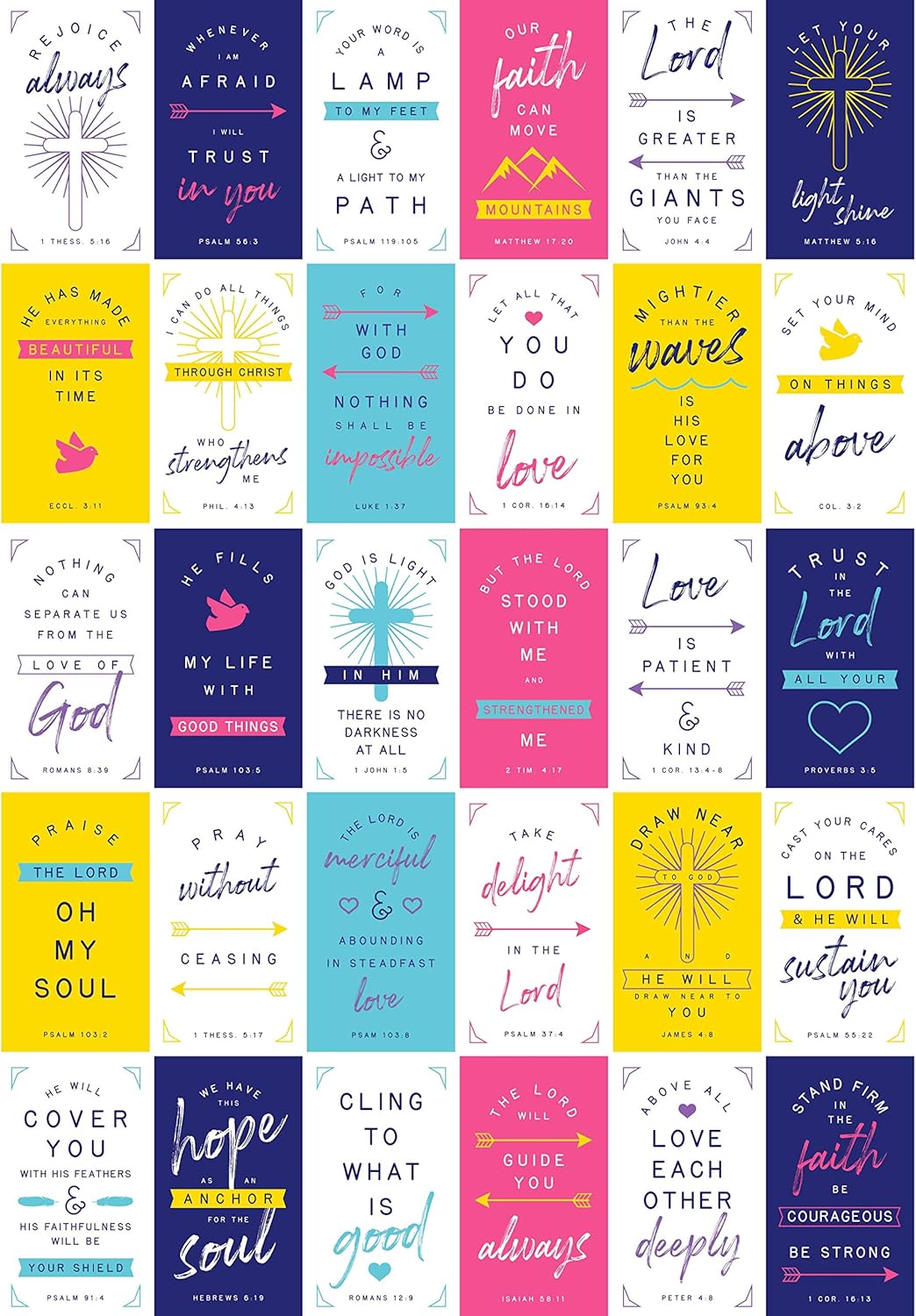Bible Verse Cards - Inspirational Scripture Messages (60 Unique 3.5 ...