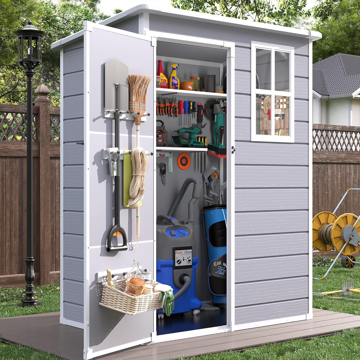 Amazon.com : VONZOY Outdoor Resin Storage Shed, 5x3FT Plastic Storage ...